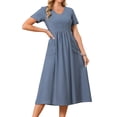 DARING DIVA Women's Linen Short Sleeve V Neck Boho Sundress L Dusty ...