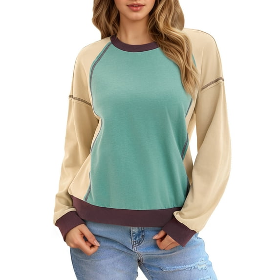 DARING DIVA Women's Long Sleeve Pullover Loose Fit Sweatshirt L Green ...