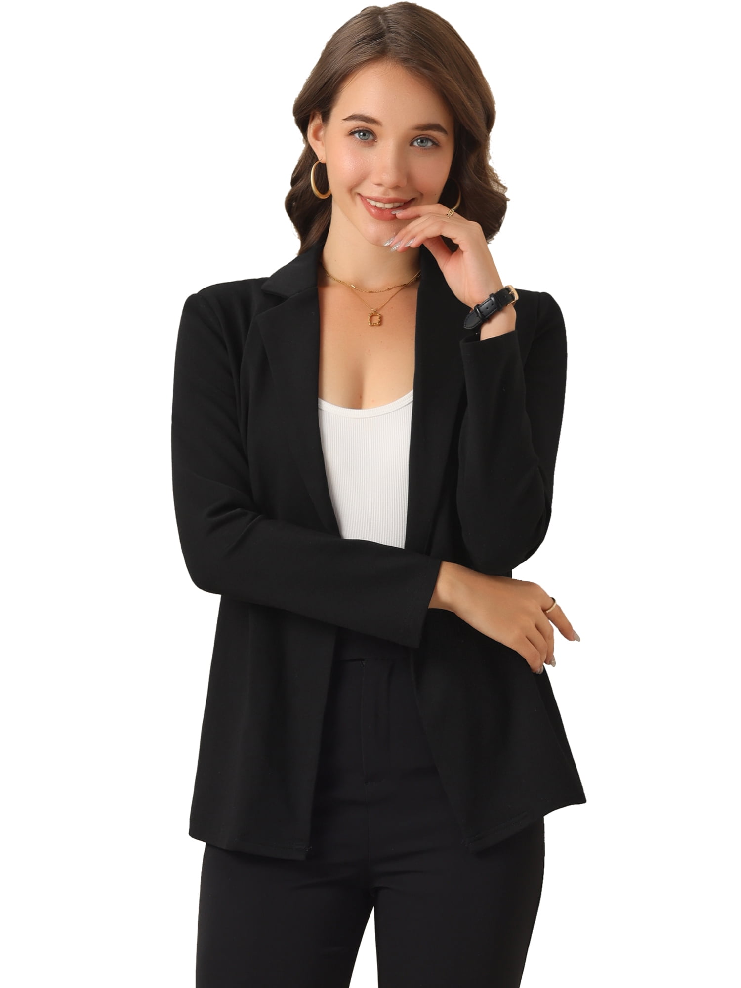 DARING DIVA Women's Long Sleeve Work Office Open Front Suit Jacket S ...