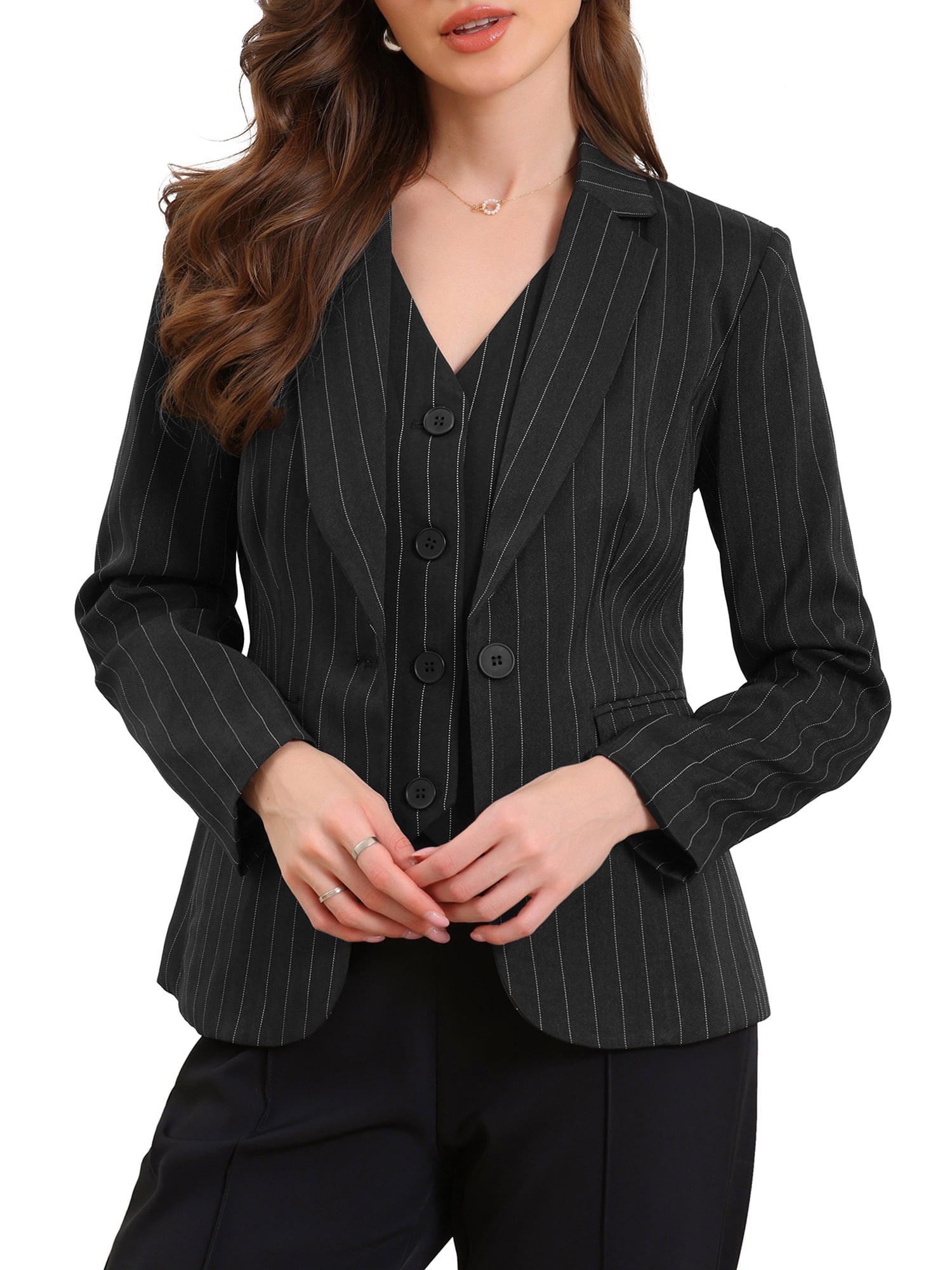 DARING DIVA Women's Notched Lapel One Button Work Office Suit Jackets ...