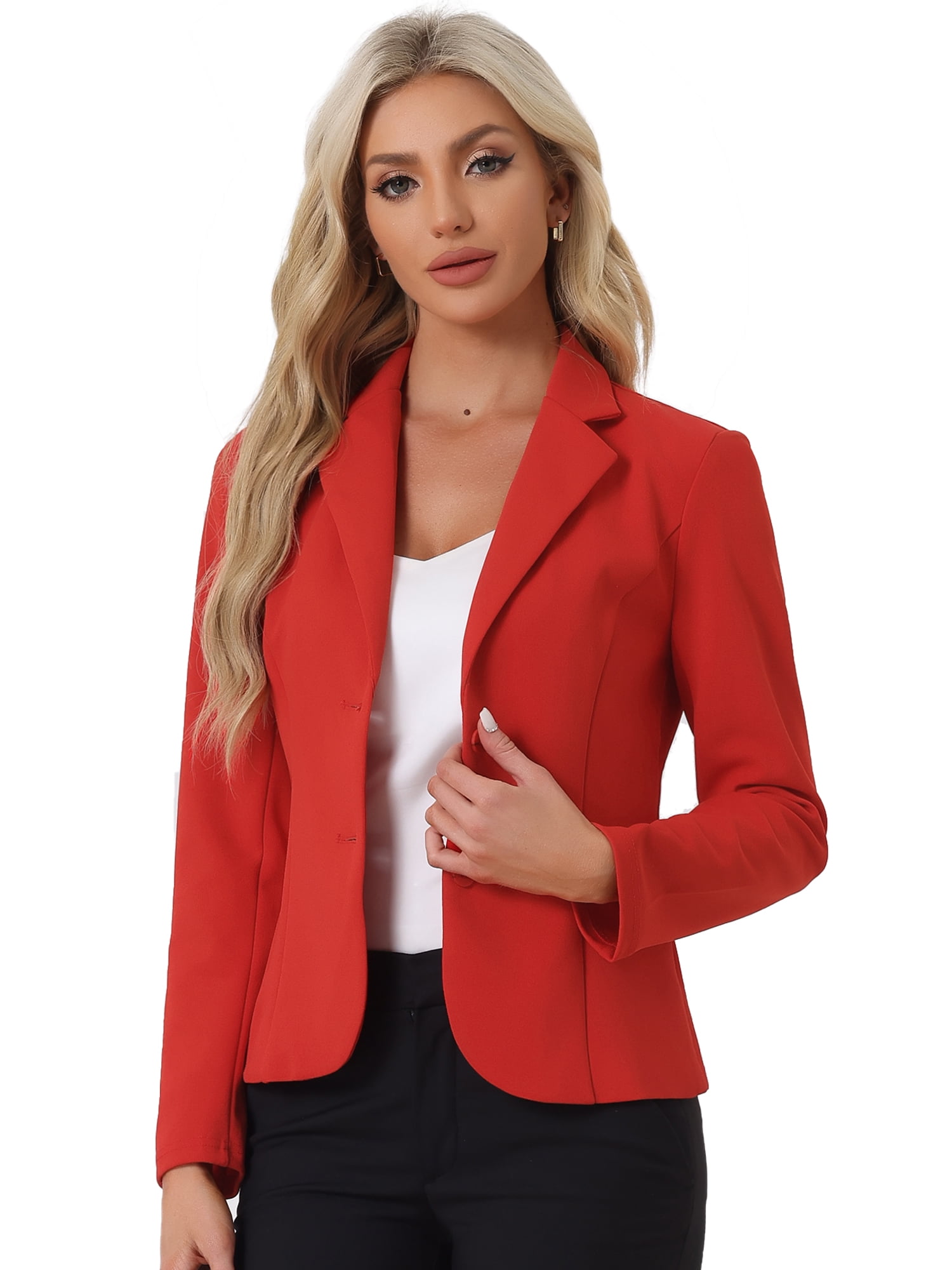 DARING DIVA Women's Office Work Lapel Collar Stretch Blazer XS Bright Red - Walmart.com