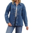 DARING DIVA Women's Oversized Patch Pocket Fall Utility Jean Jackets L ...