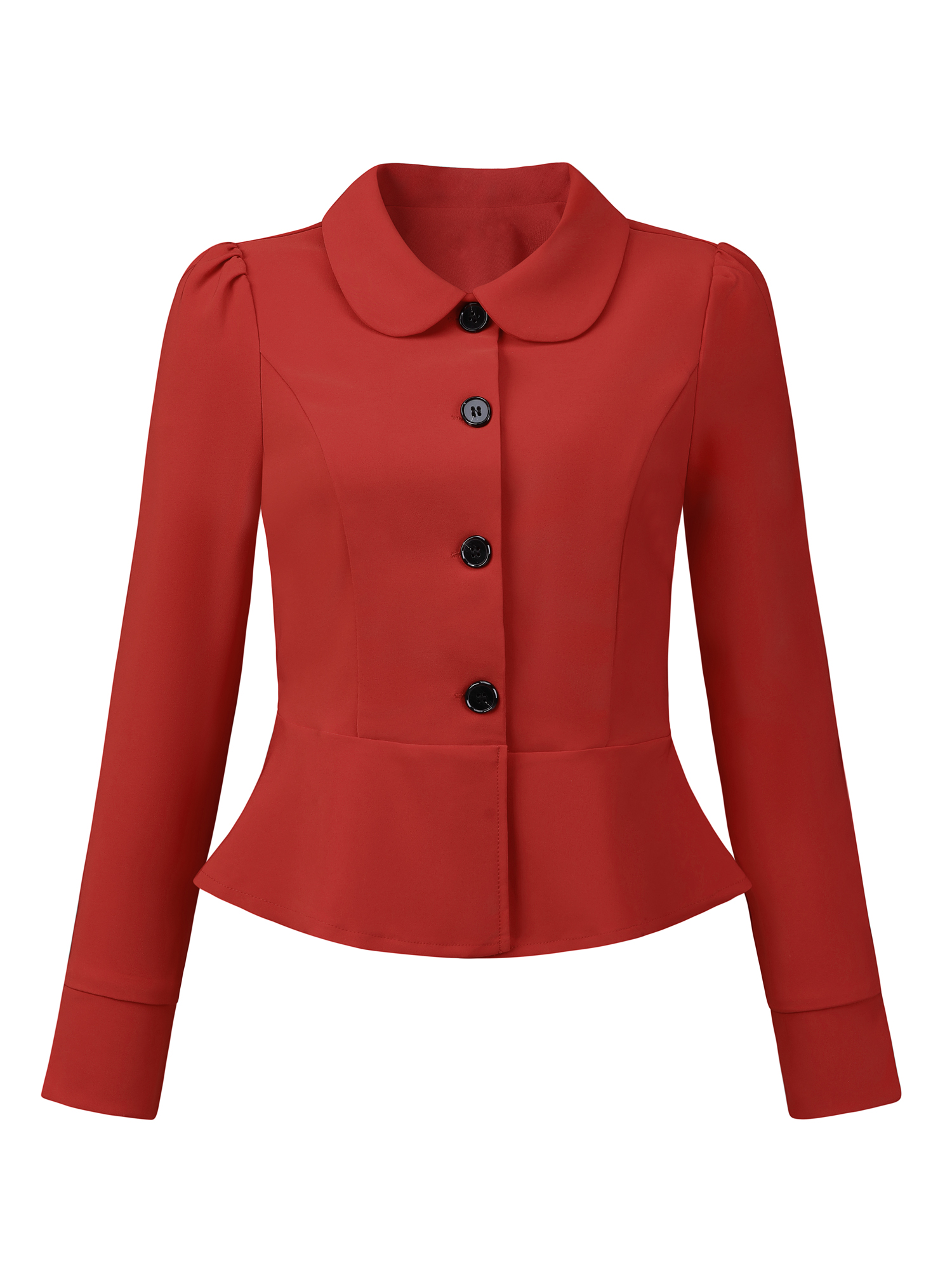 DARING DIVA Women's Peter Pan Collar Ruffles Office Blazers XL Red ...