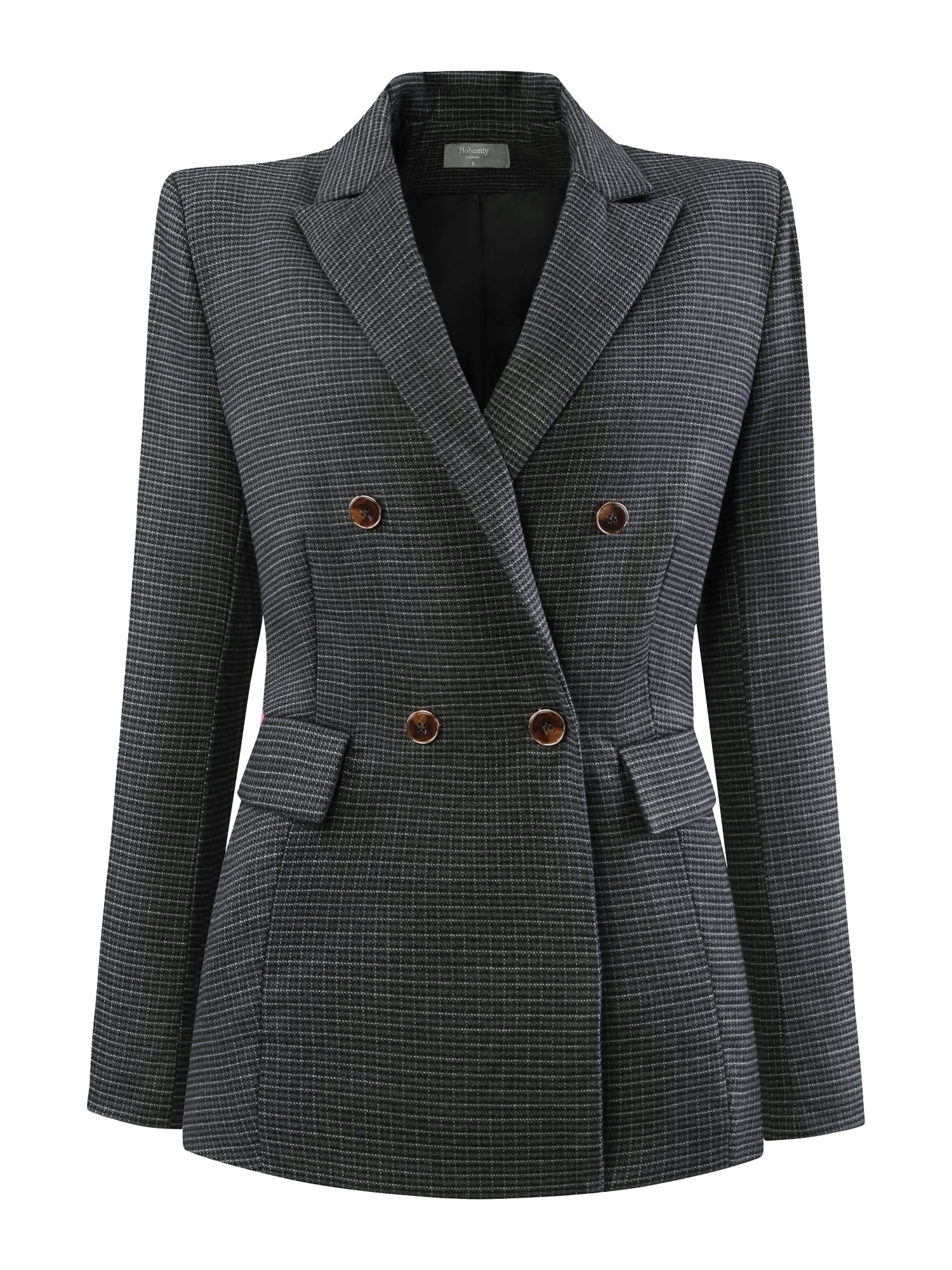 DARING DIVA Women's Plaid Blazer Notch Lapel Work Suit Jacket M Dark ...