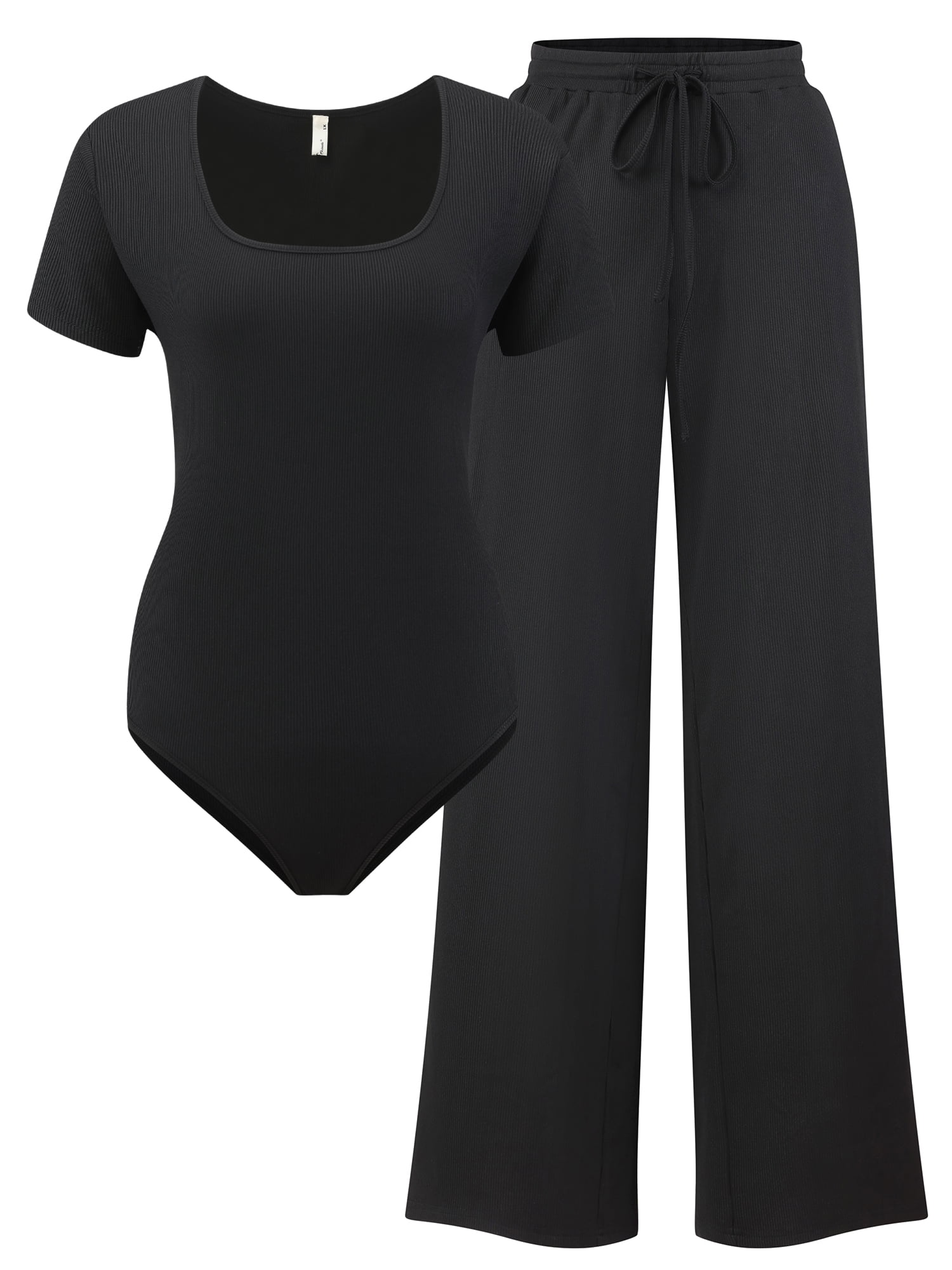 DARING DIVA Women's Plus 2 Pcs Short Set Bodysuit Top Wide Leg Pants 4X ...