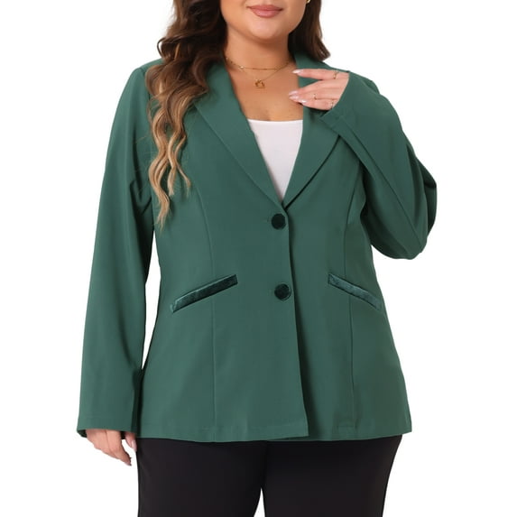 DARING DIVA Women's Plus Button Down Notched Lapel Office Jackets ...
