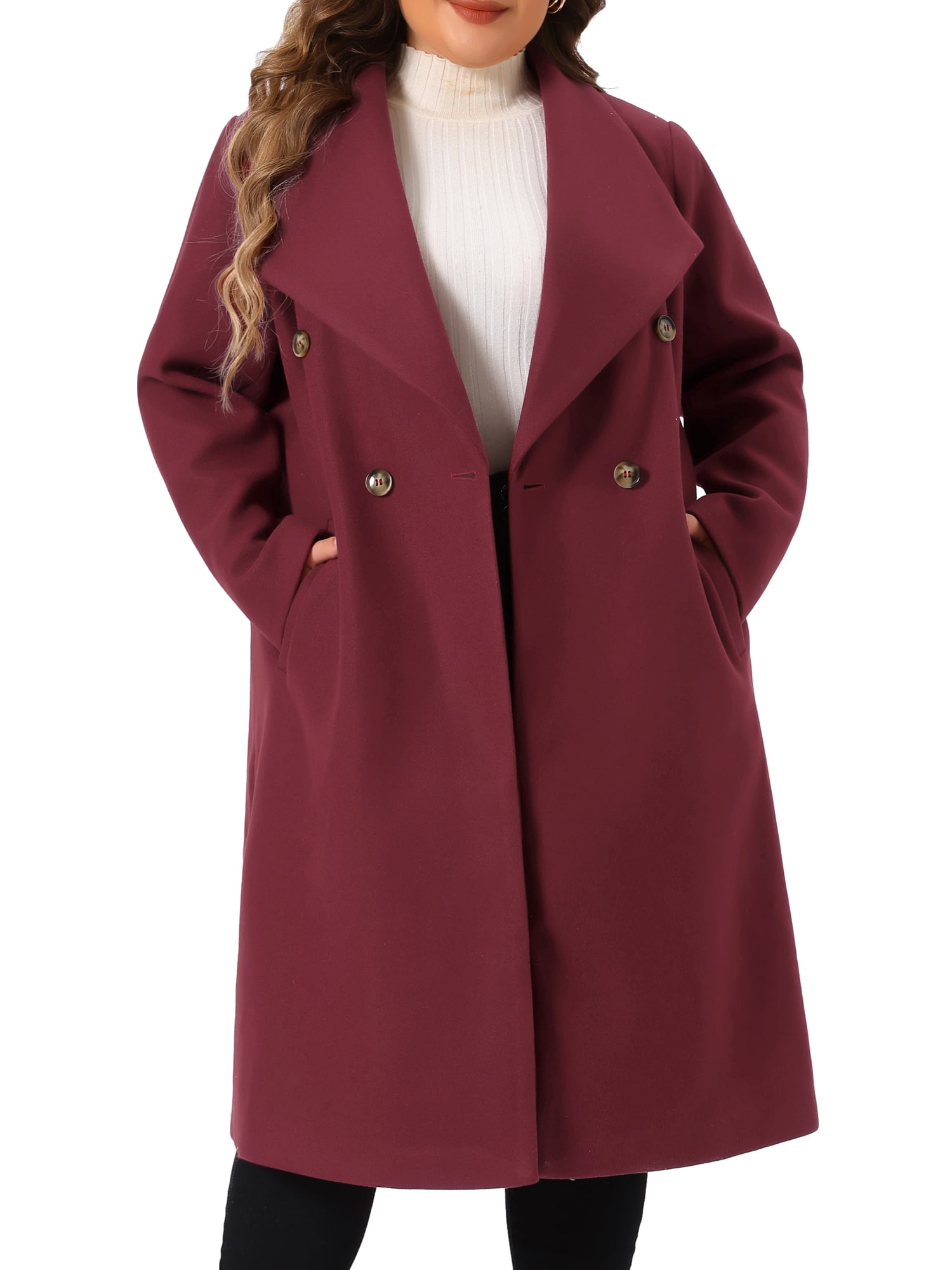 DARING DIVA Women's Plus Size Classic Notch Lapel Double Breasted ...