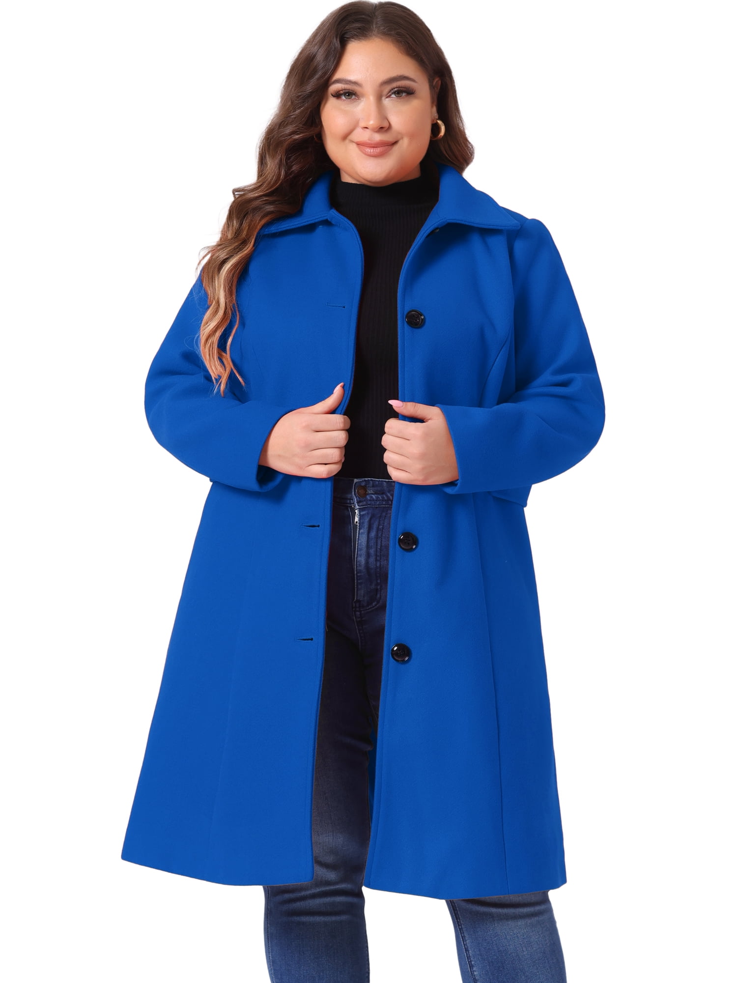 DARING DIVA Women's Plus Size Long Sleeve Utility Overcoat 1X Royal ...