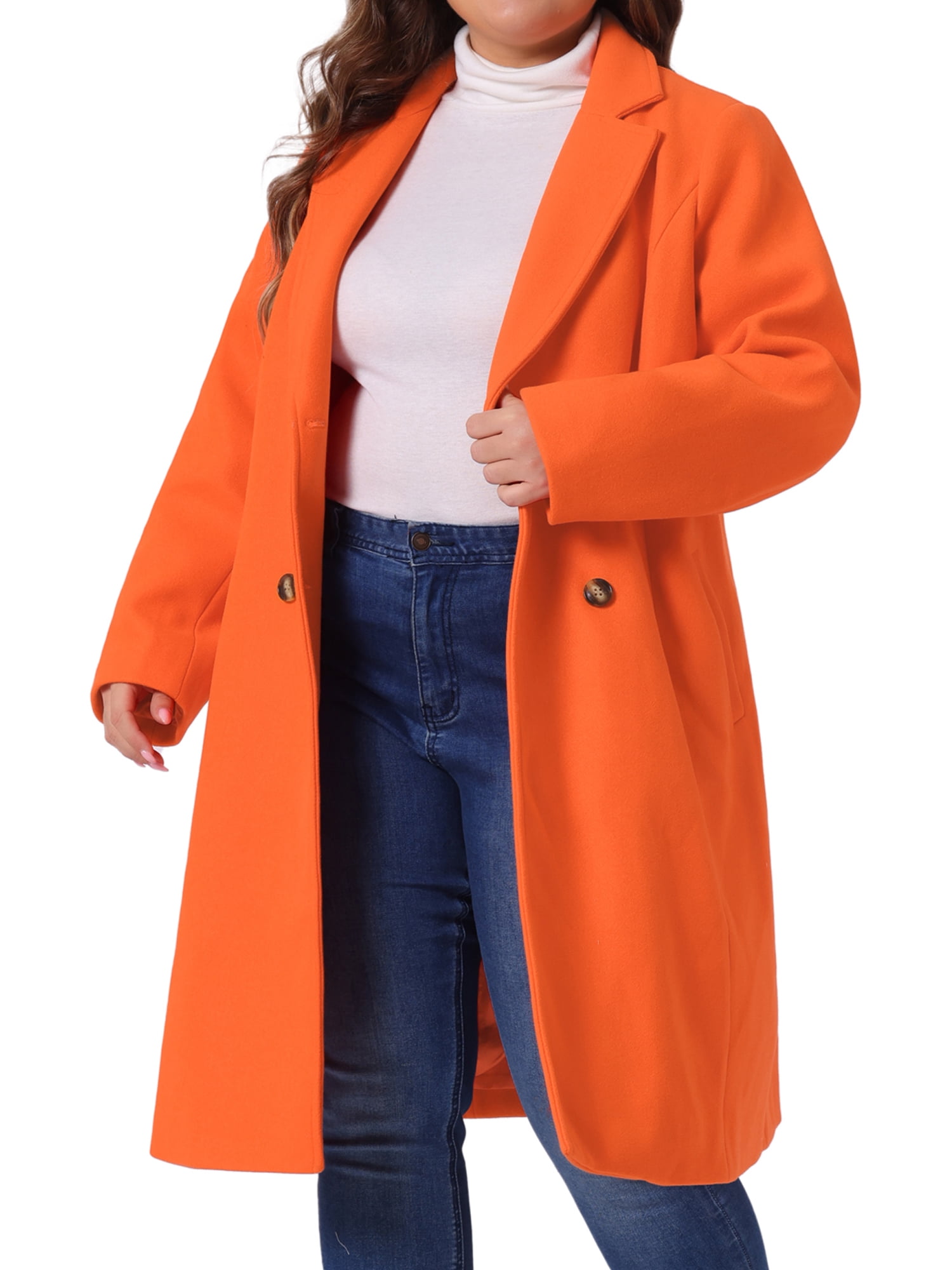 DARING DIVA Women's Plus Size Notched Lapel Double Breasted Coat 4X ...