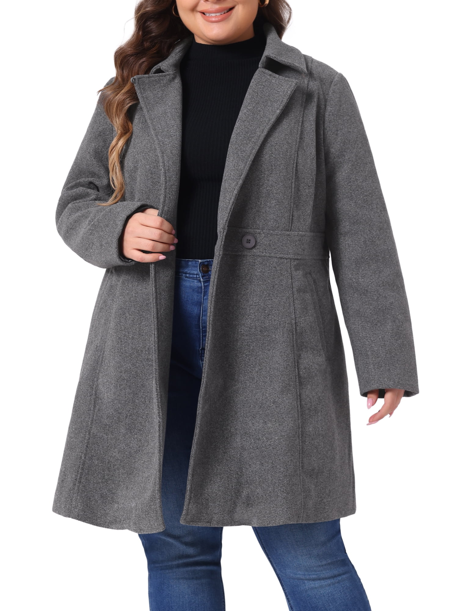 DARING DIVA Women's Plus Size Single Breasted Cinched Waist Coat 3X ...