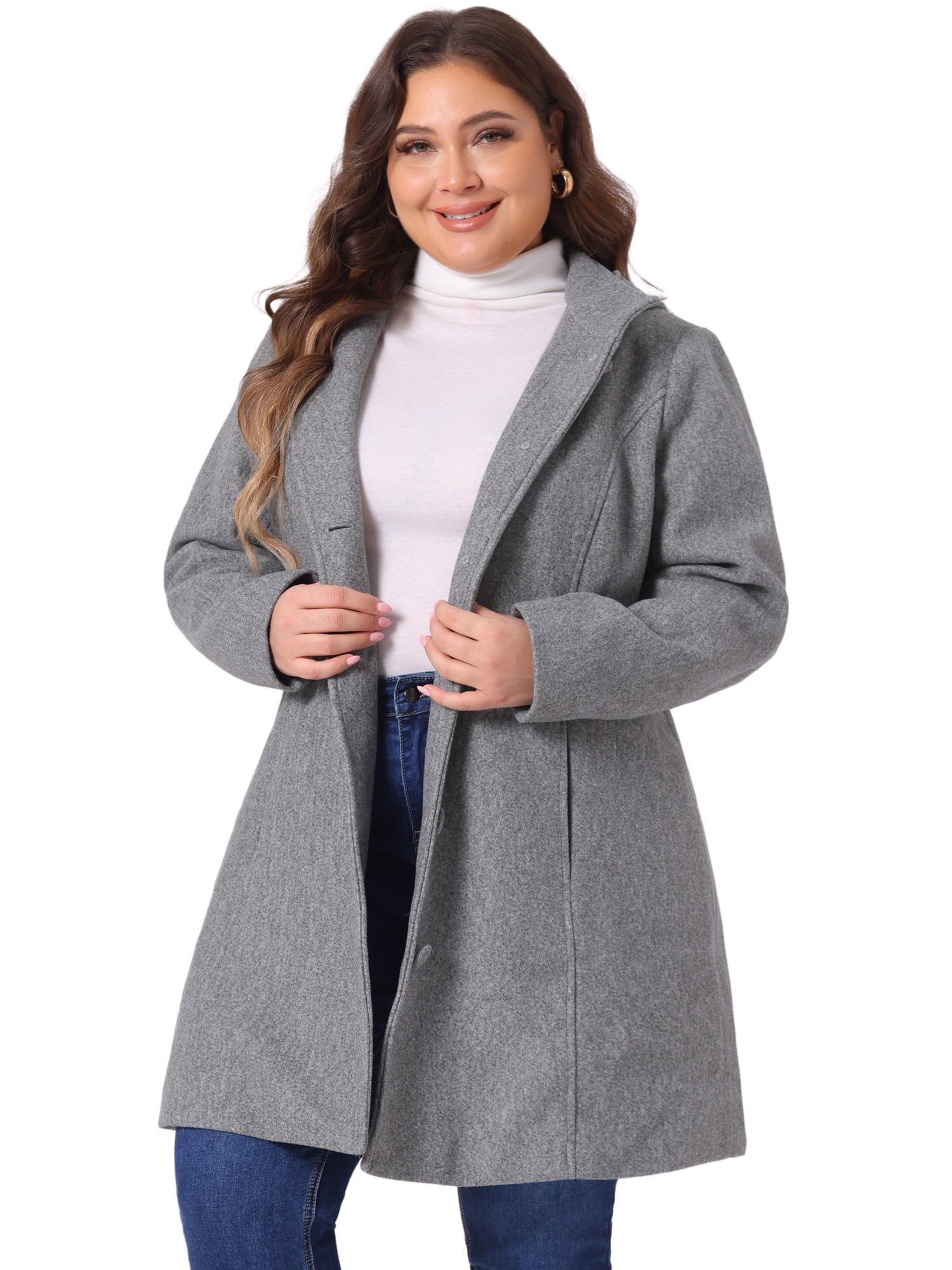 DARING DIVA Women's Plus Size Single Breasted Detachable Hooded ...