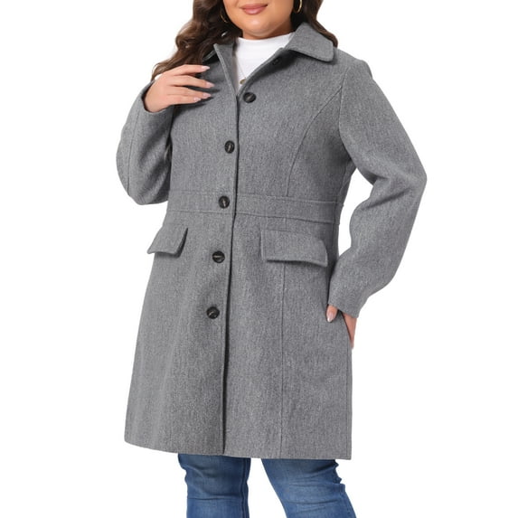 DARING DIVA Women's Plus Size Winter Peacoat Single-Breasted Coat 4X ...