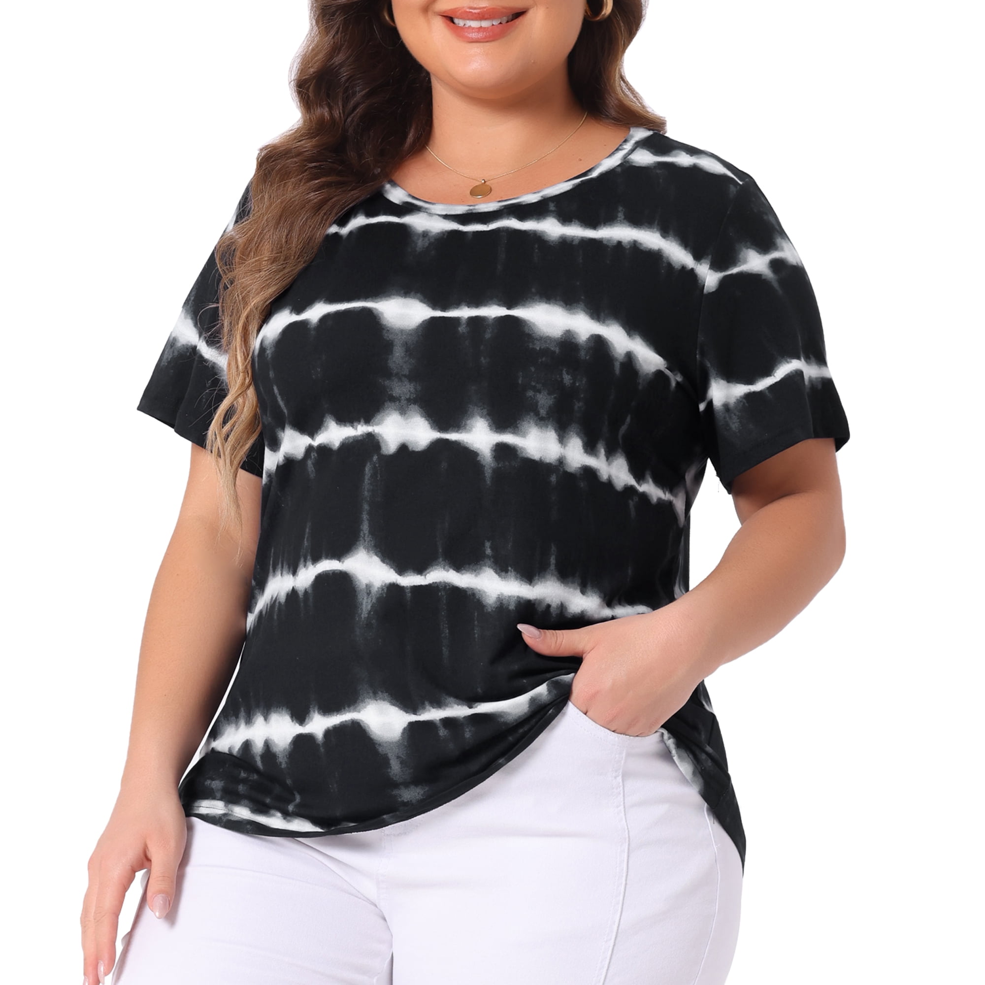 DARING DIVA Women's Plus T-Shirts Round Neck Multi-Color Dye Casual ...
