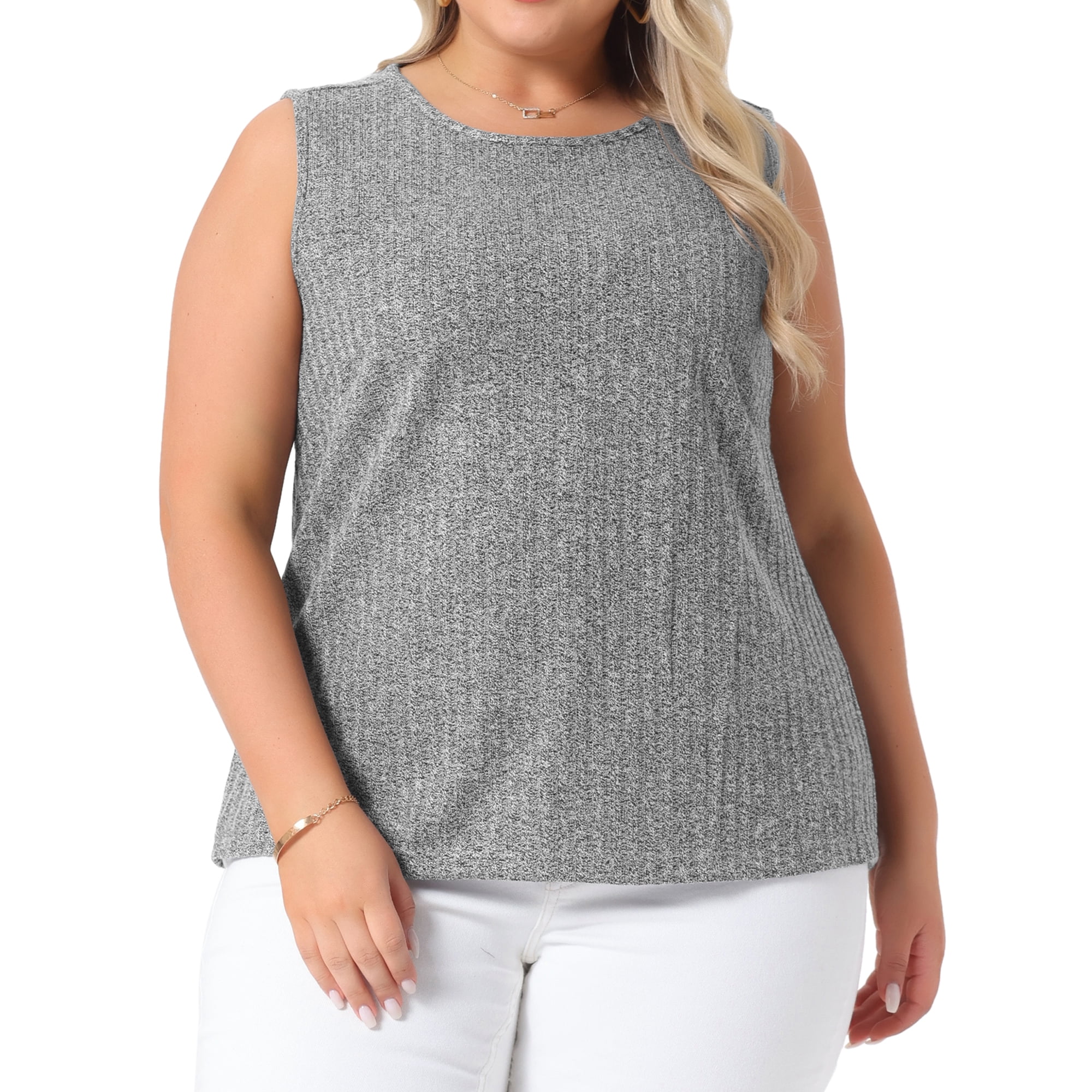 DARING DIVA Women's Plus Tank Tops Basic Soft Casual Outfits 2X Gray ...