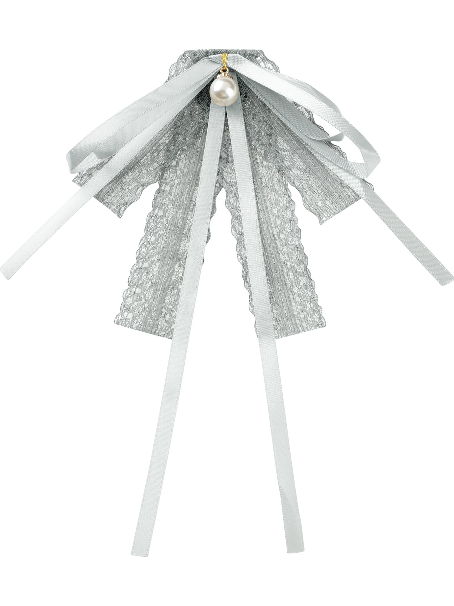 DARING DIVA Women's Ribbon Lace Bow Tie Pre-Tied Corsage Bow Tie Grey ...