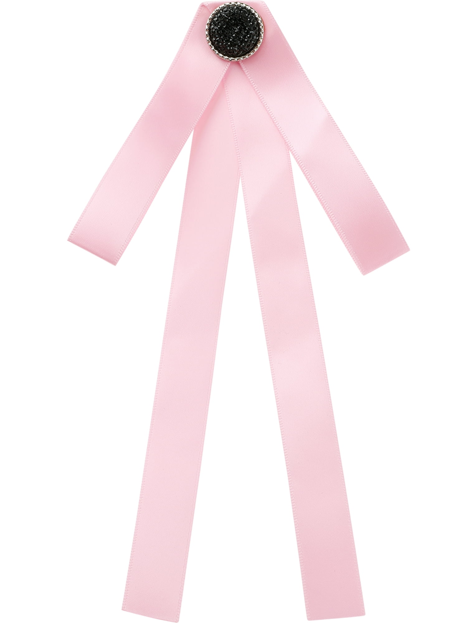 DARING DIVA Women's Ribbon Pre Tied Bow Ties with Black Rhinestone Pink ...