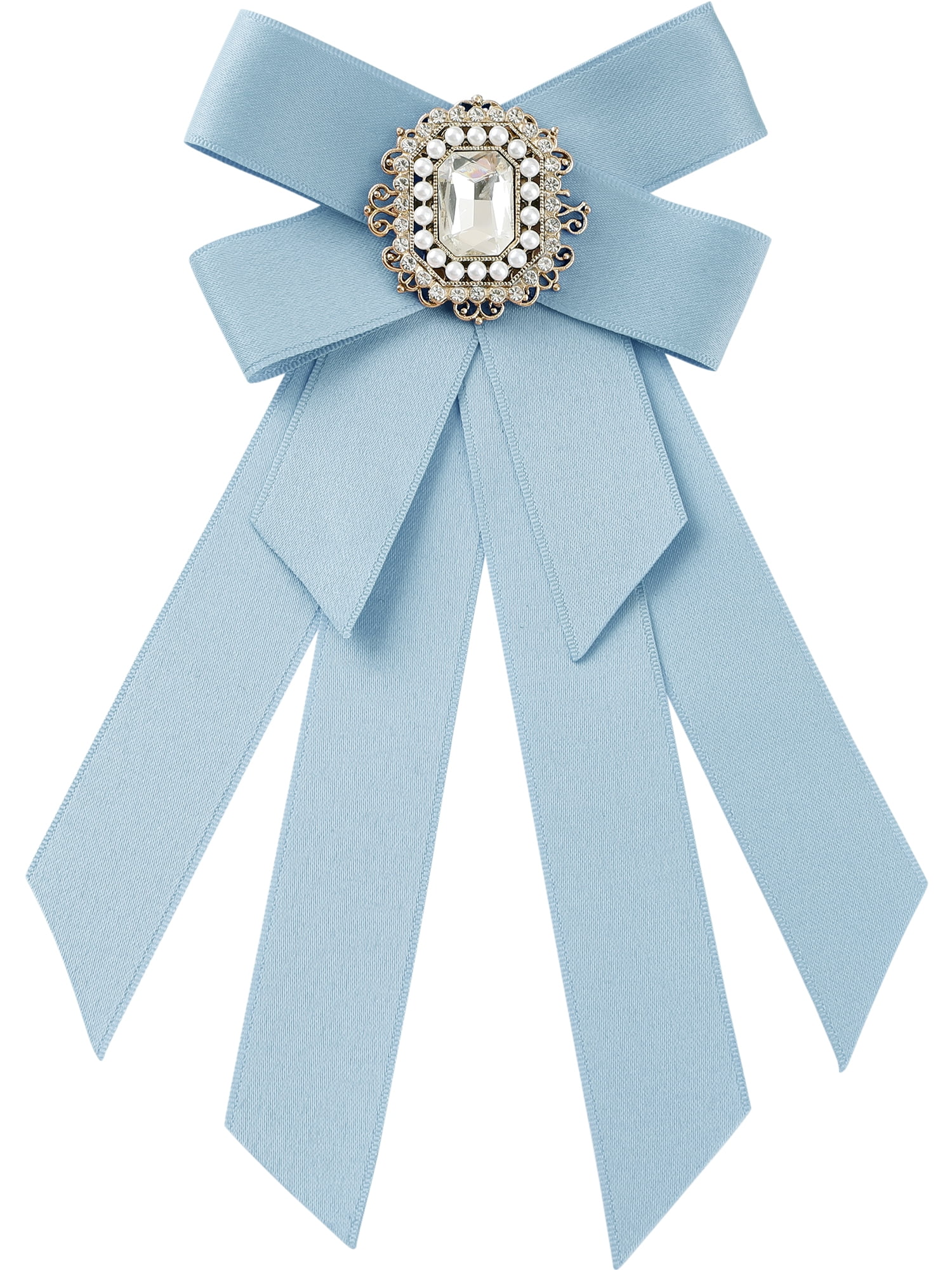 DARING DIVA Women's Ribbon Solid Color Pre-tied Bow Ties Blue - Walmart.com