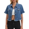 DARING DIVA Women's Short Sleeve Button Down Lightweight Ruffle Jean ...