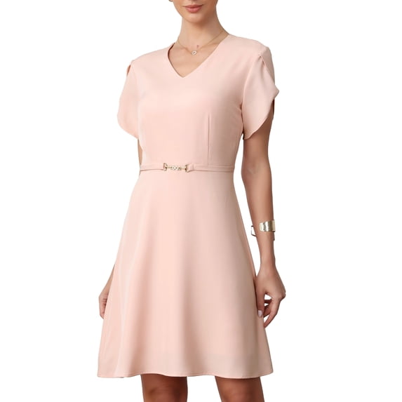 DARING DIVA Women's Short Sleeve Dress Wedding Guest Semi Midi Dresses ...