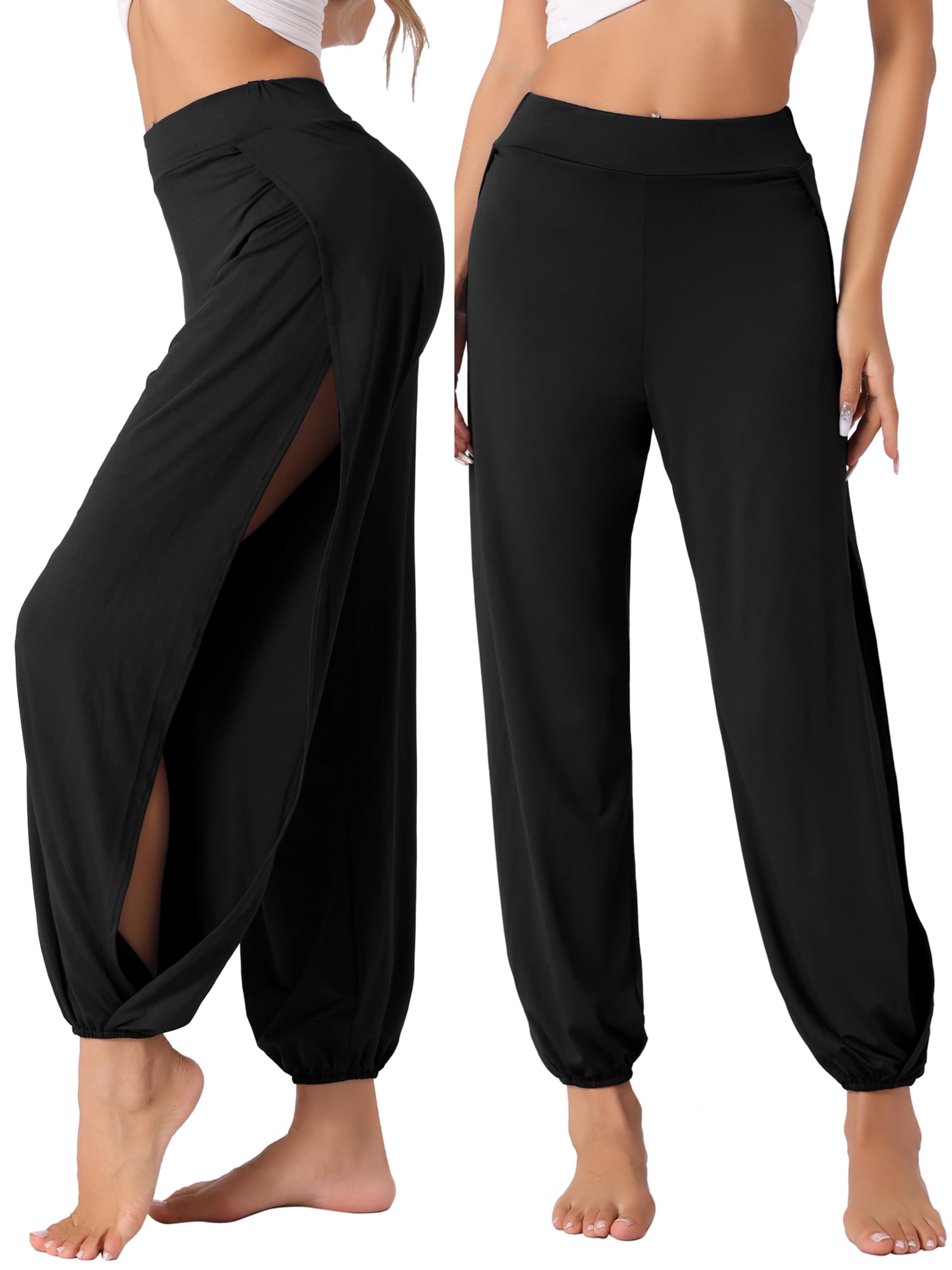 DARING DIVA Women's Side Slit Yoga Harem Pants M Black - Walmart.com