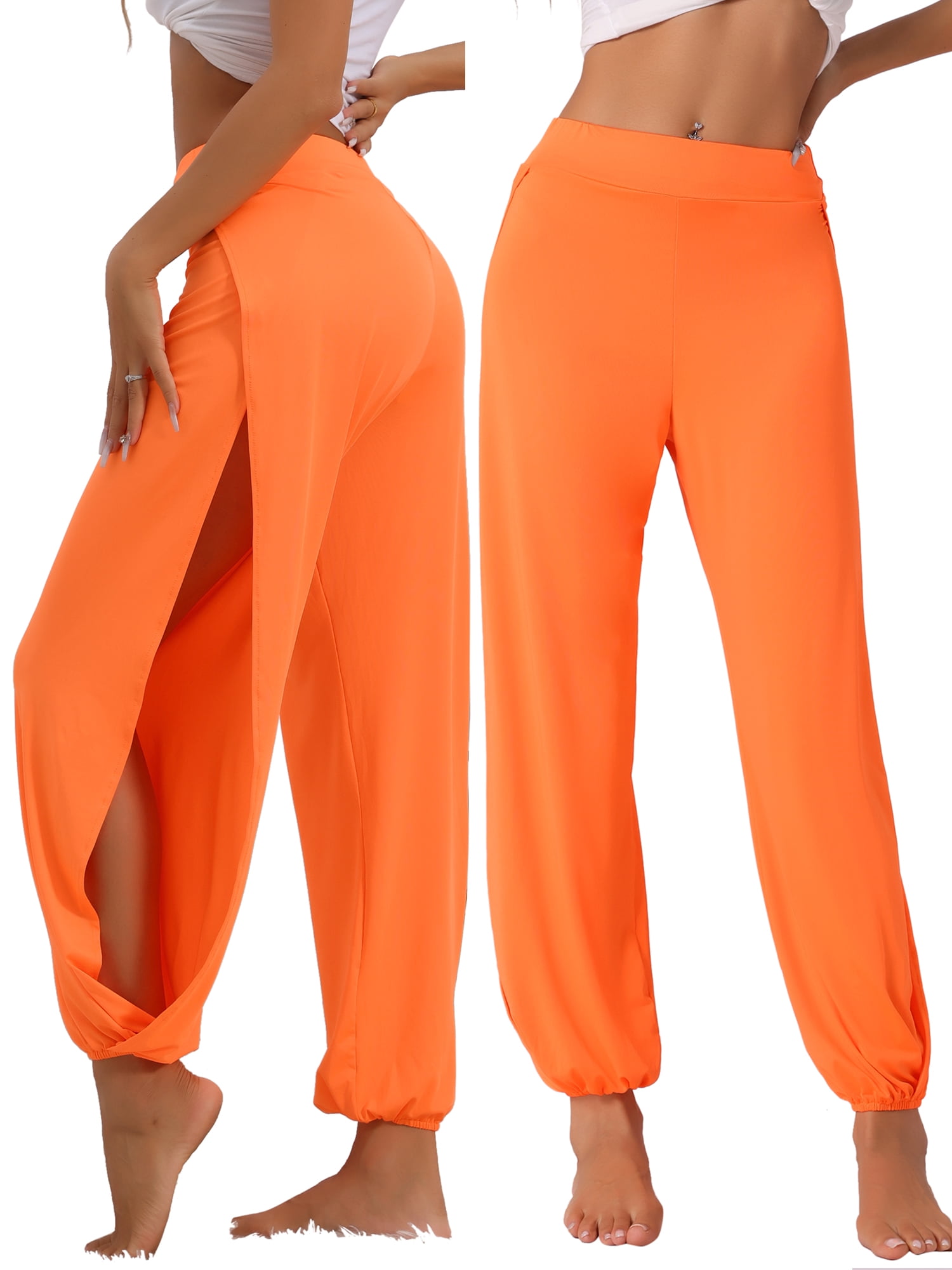 DARING DIVA Women's Side Slit Yoga Harem Pants XS Orange - Walmart.com