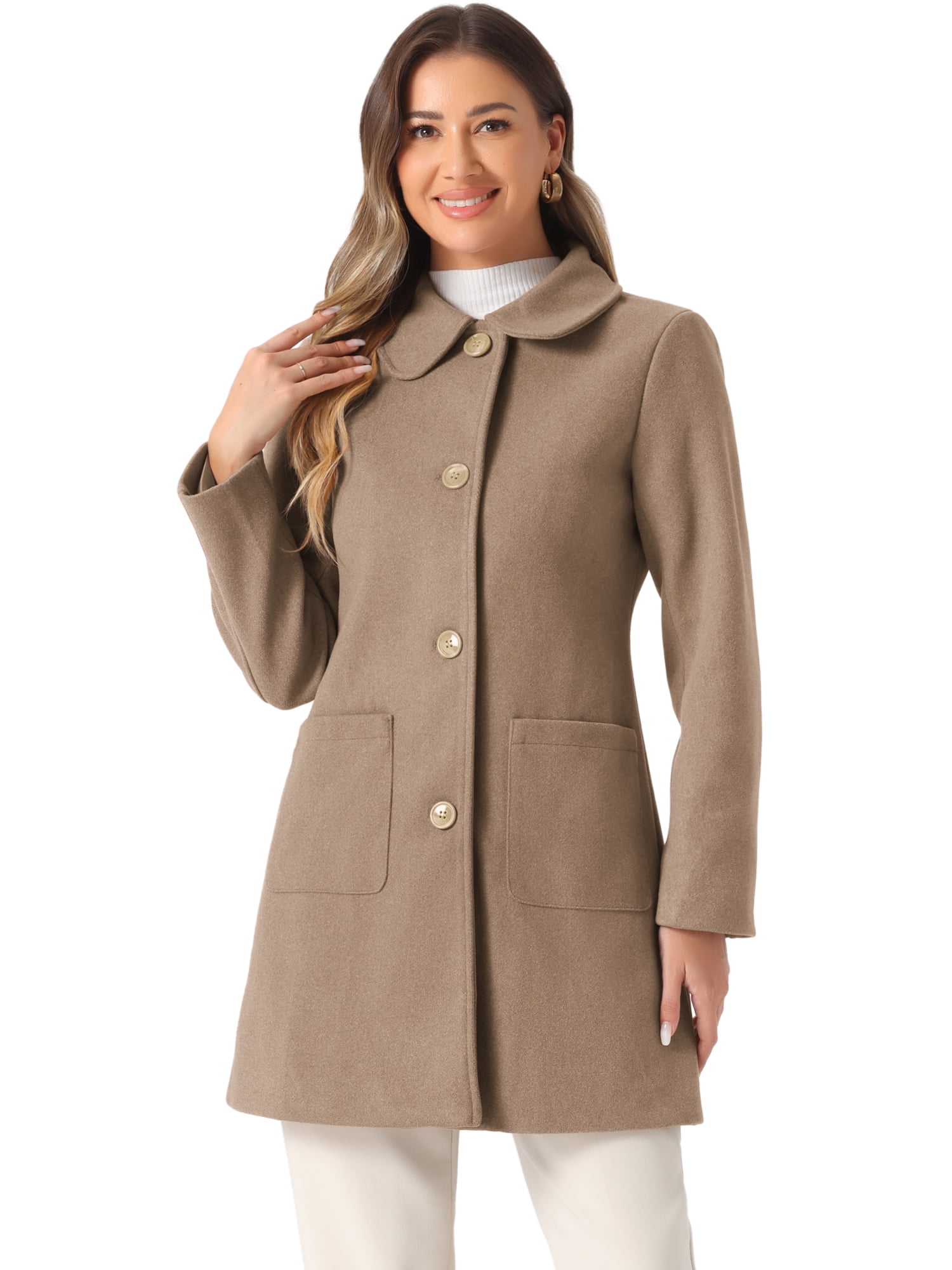 DARING DIVA Women's Single Breasted Winter Outwear Trench Coat Dark ...