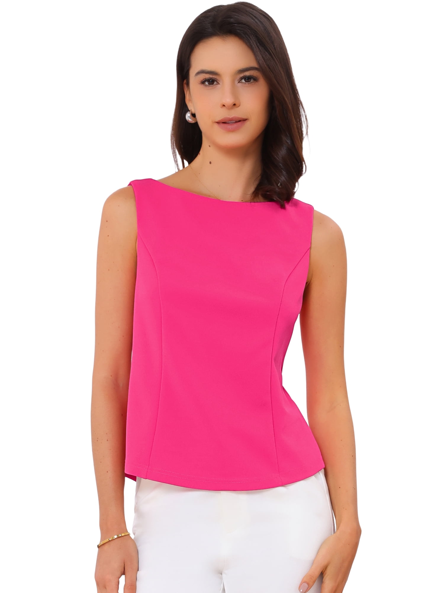 DARING DIVA Women's Sleeveless Business Work Summer Tank Top M Hot Pink ...