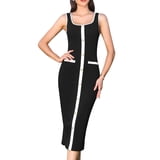 DARING DIVA Women's Sleeveless Midi Square Neck Contrast Color Knit ...