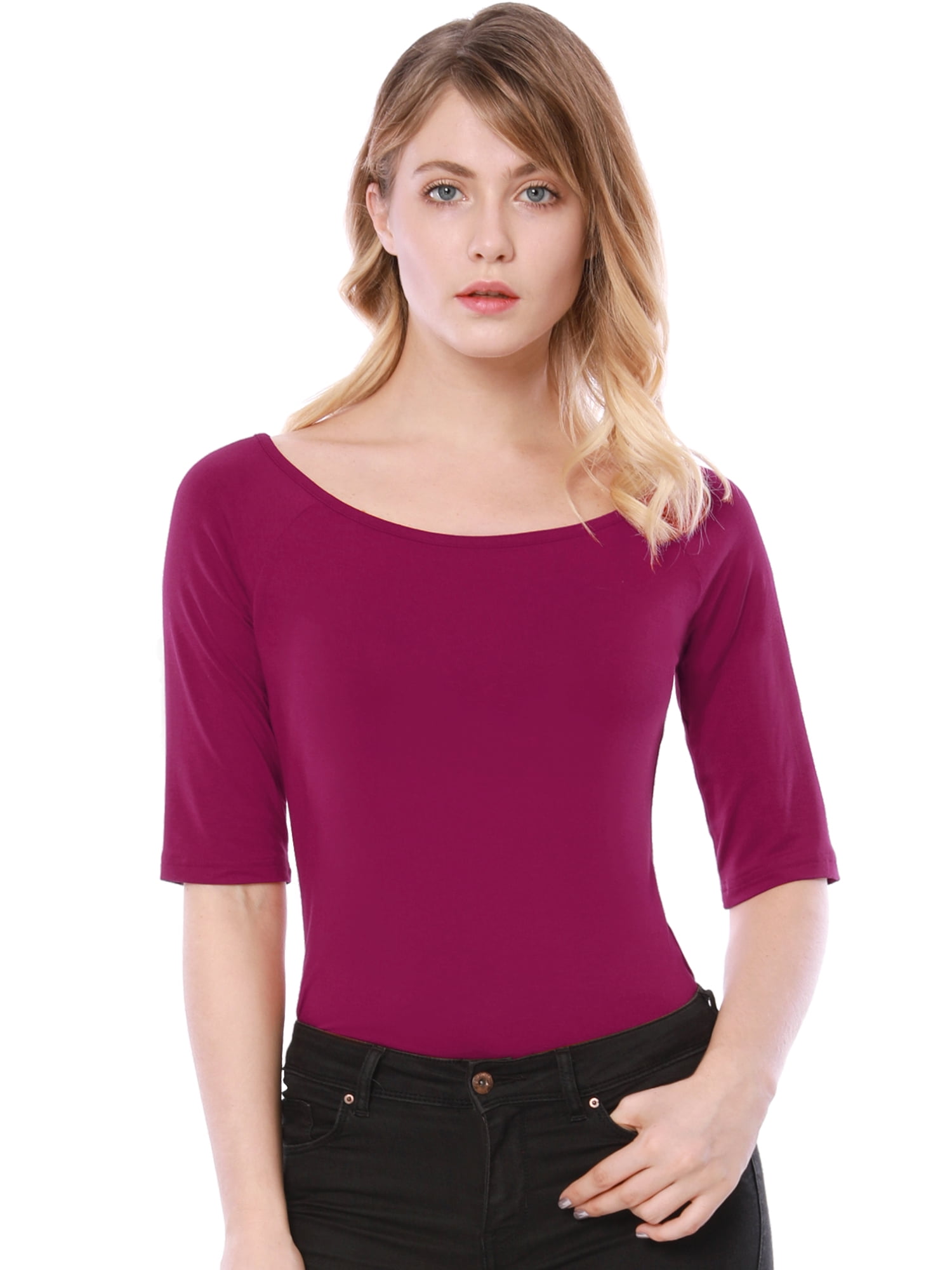 DARING DIVA Women's Slim Fit Pullover Boat Neck Stretchable T-Shirt 2XL ...