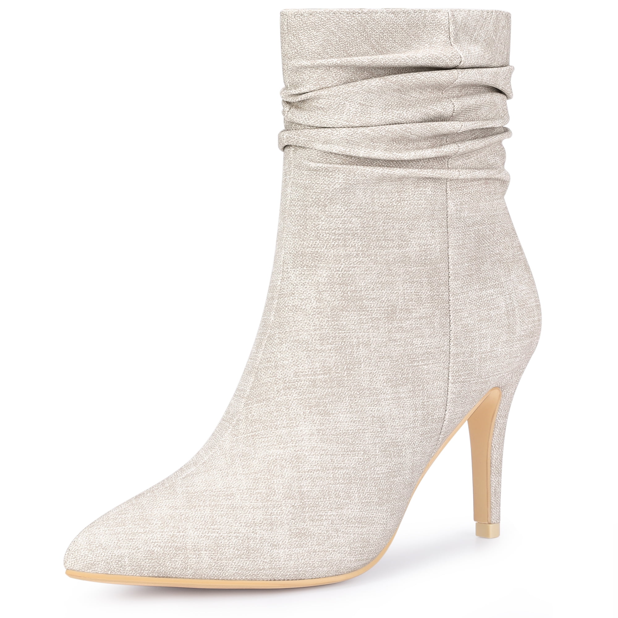 DARING DIVA Women's Slouched Stiletto Heels Denim Faux Leather Ankle ...