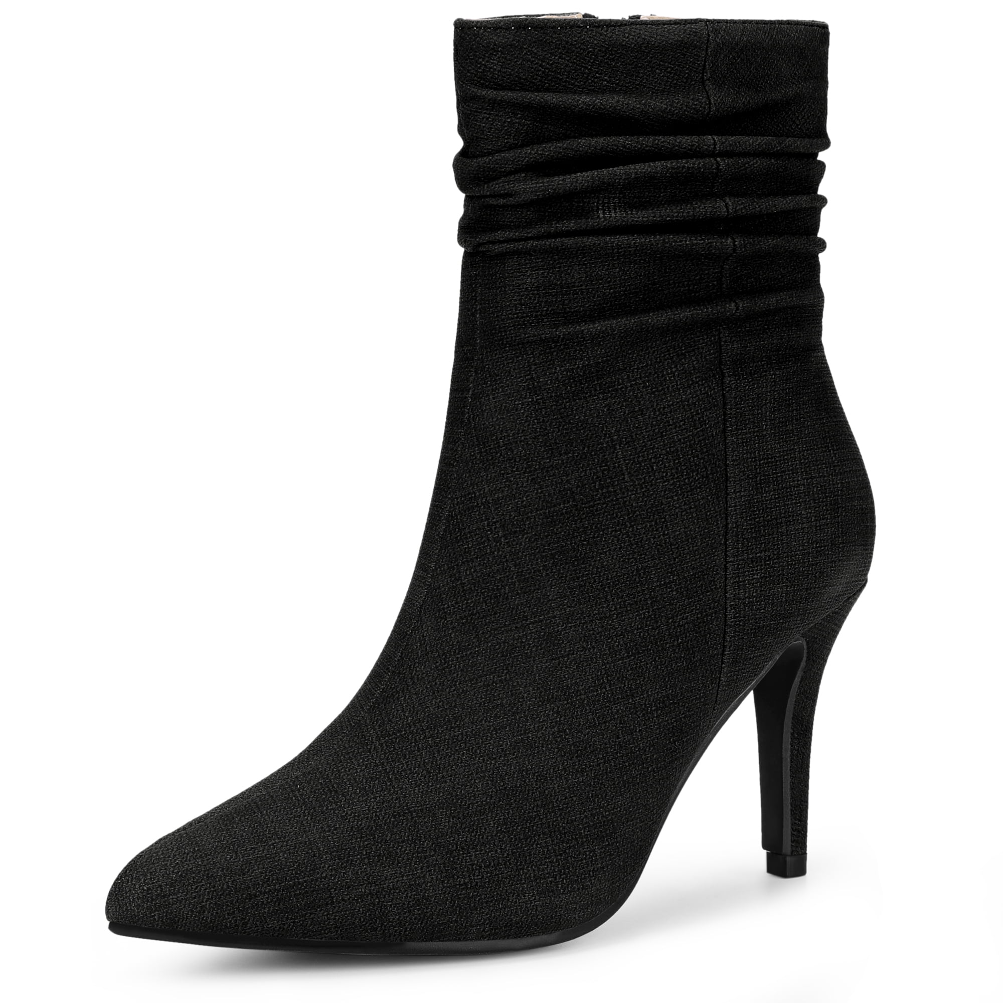 DARING DIVA Women's Slouched Stiletto Heels Denim Faux Leather Ankle ...
