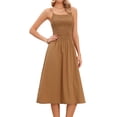 DARING DIVA Women's Spaghetti Strap Smocked A Line Swing Flowy Midi ...