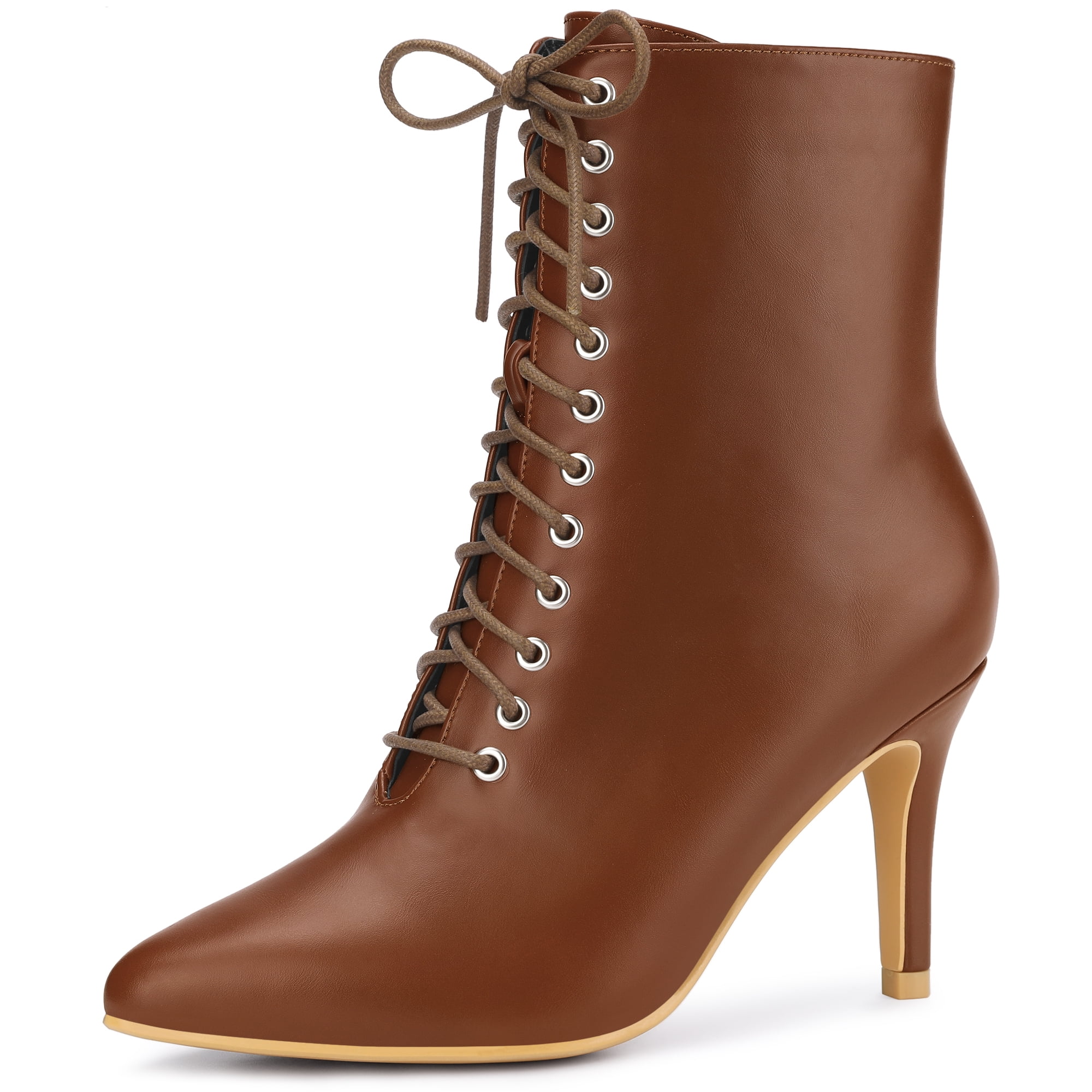 DARING DIVA Women's Stylish Pointy Toe Lace Up Stiletto Heel Ankle ...