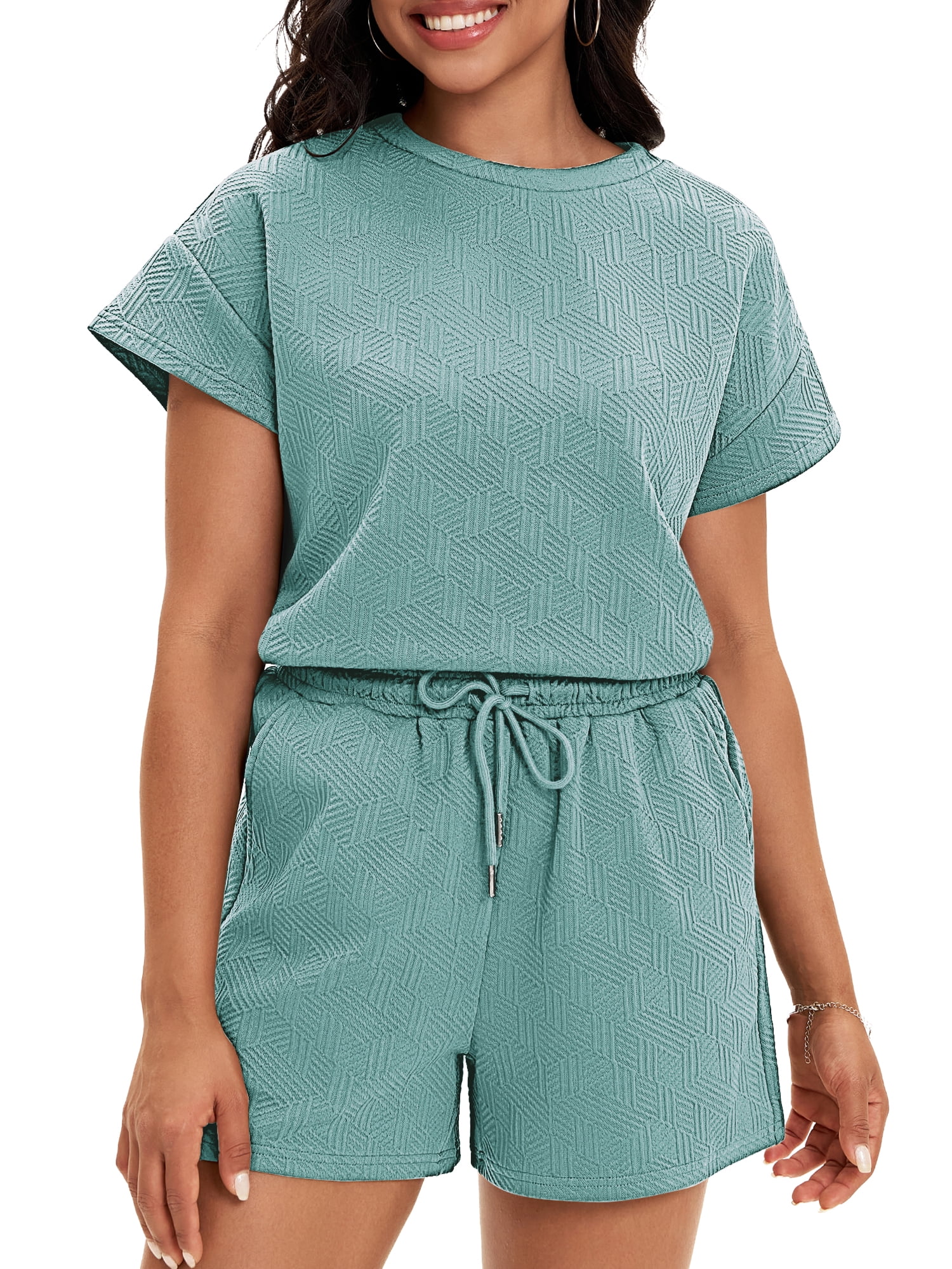 DARING DIVA Women's Summer 2 Pieces Outfits Short Sleeve Tops Shorts L ...