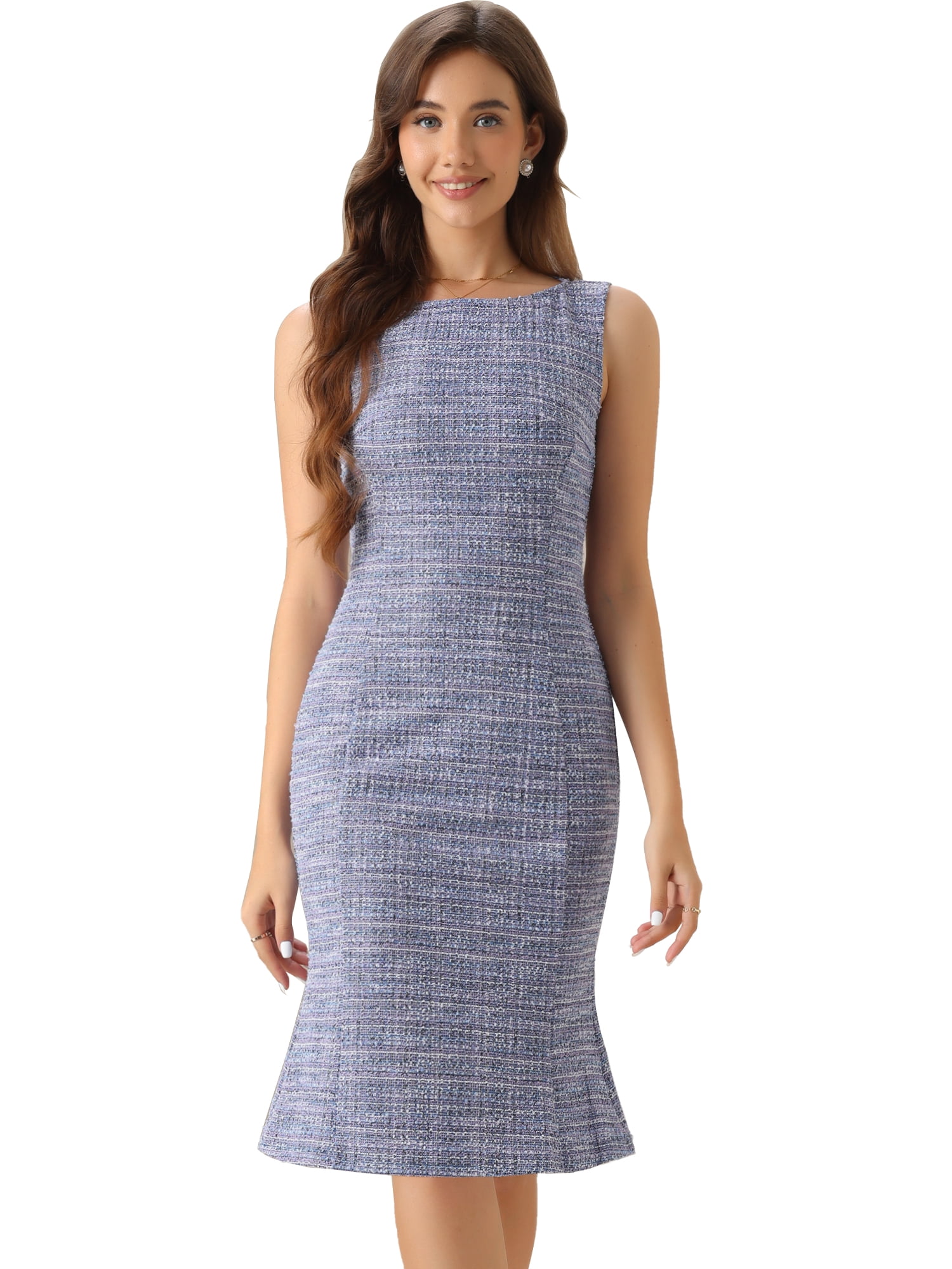 DARING DIVA Women's Summer Sleeveless Elegant Plaid Bodycon Dresses XL ...