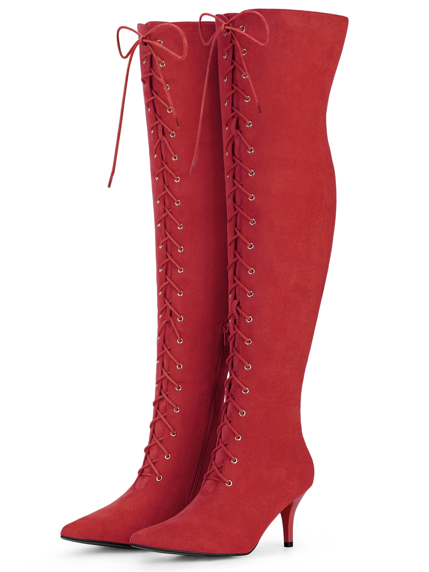 DARING DIVA Women's Thigh High Lace Up Stiletto Heel Over Knee High ...