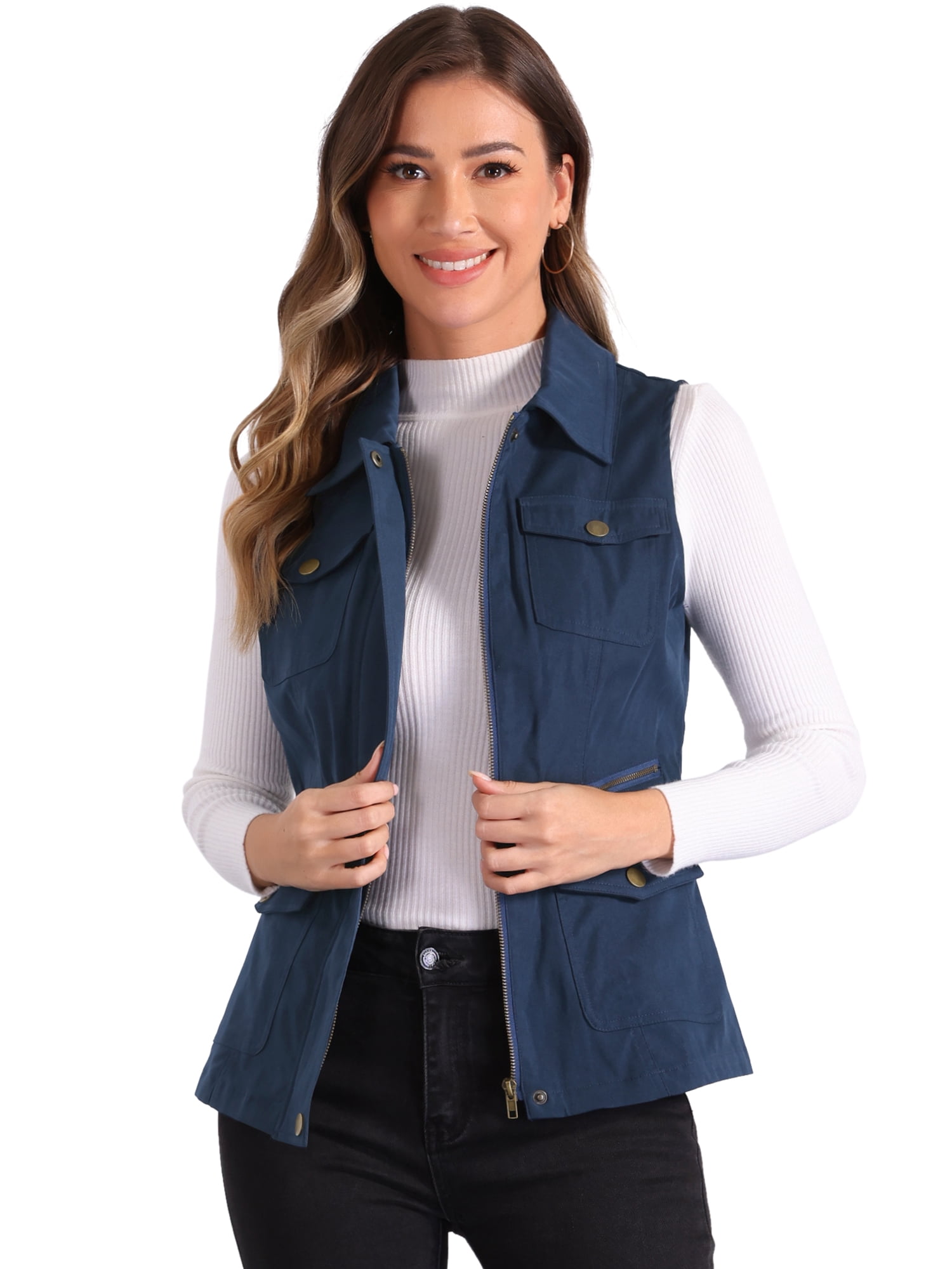 DARING DIVA Women's Travel Vest with Pockets Sleeveless Cargo Utility ...
