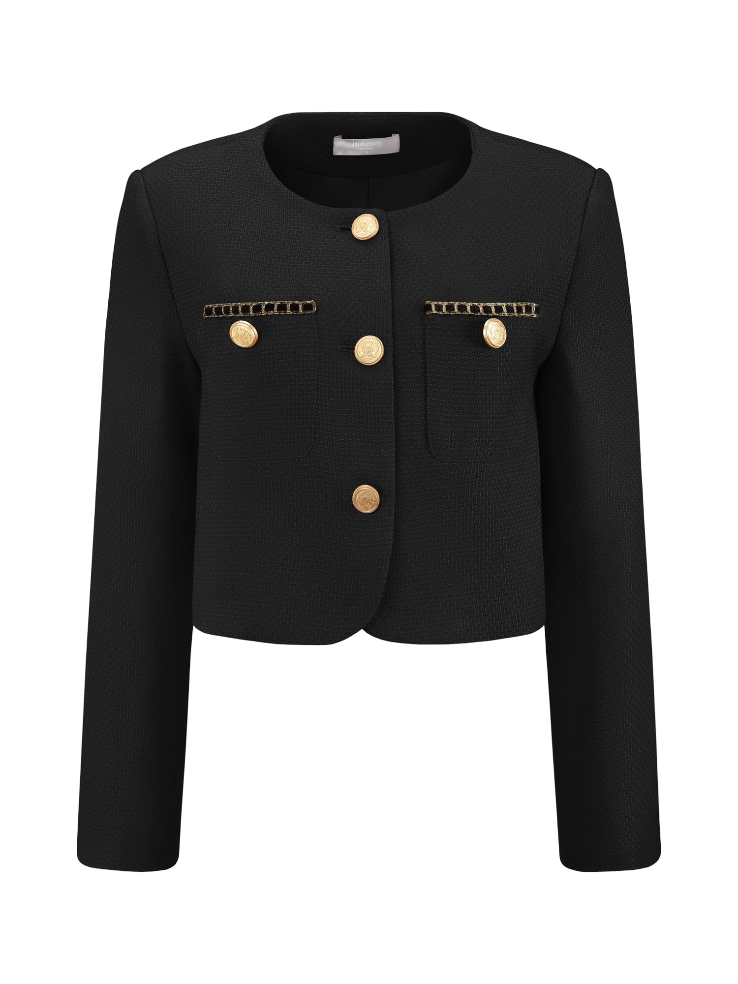 DARING DIVA Women's Tweed Short Jacket Crewneck Cropped Blazer 2XL ...