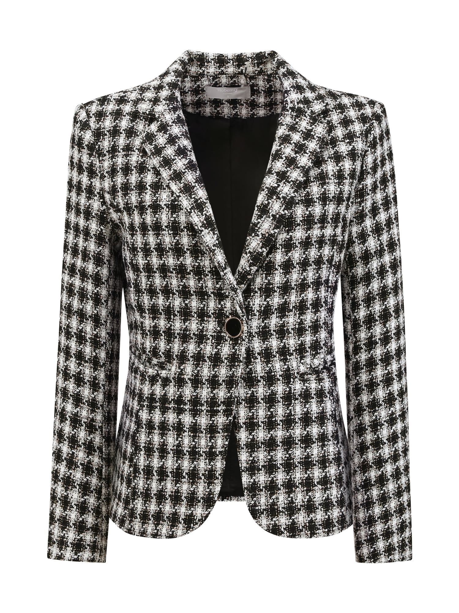 DARING DIVA Women's Tweed Tartan Blazer Fall Winter Business Casual ...