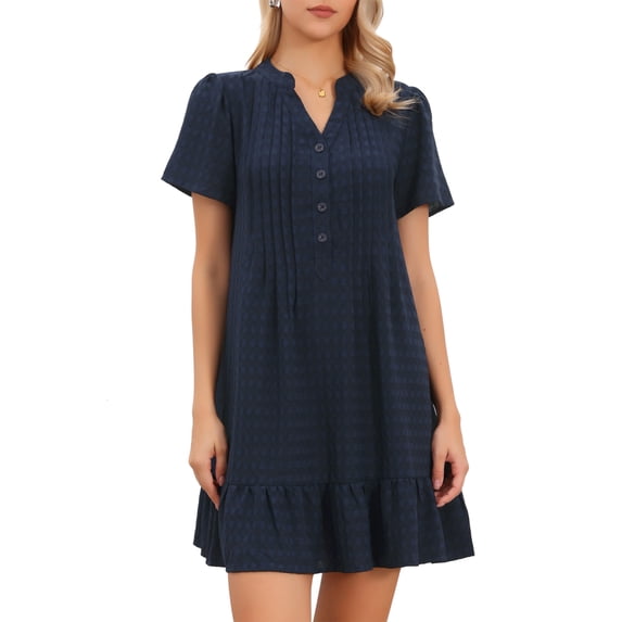 DARING DIVA Women's V Neck Ruffle Hem Pleated Front Short Sleeve Ruffle ...