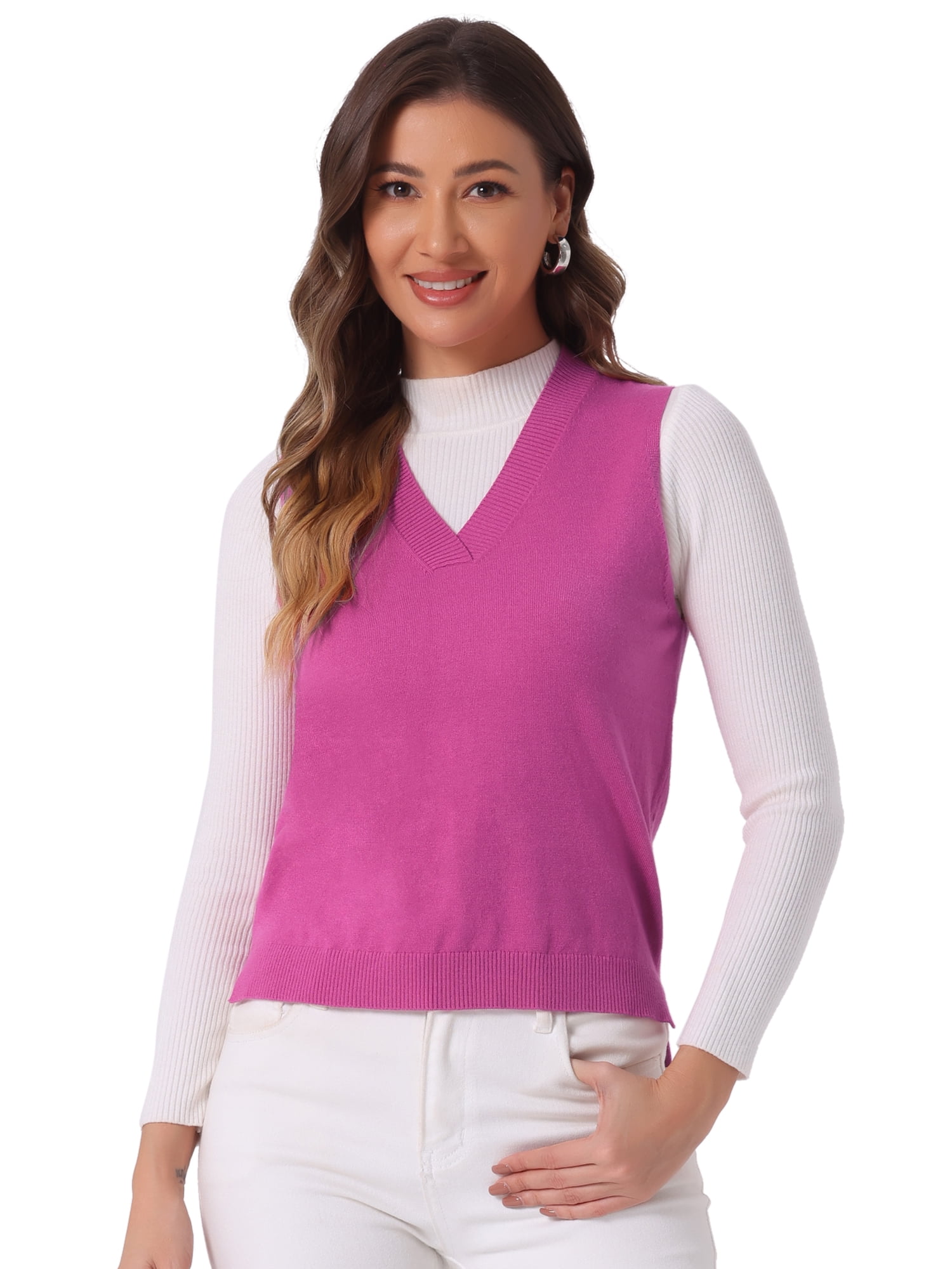 DARING DIVA Women's V Neck Sleeveless Pullover Sweater Vests XL Hot ...