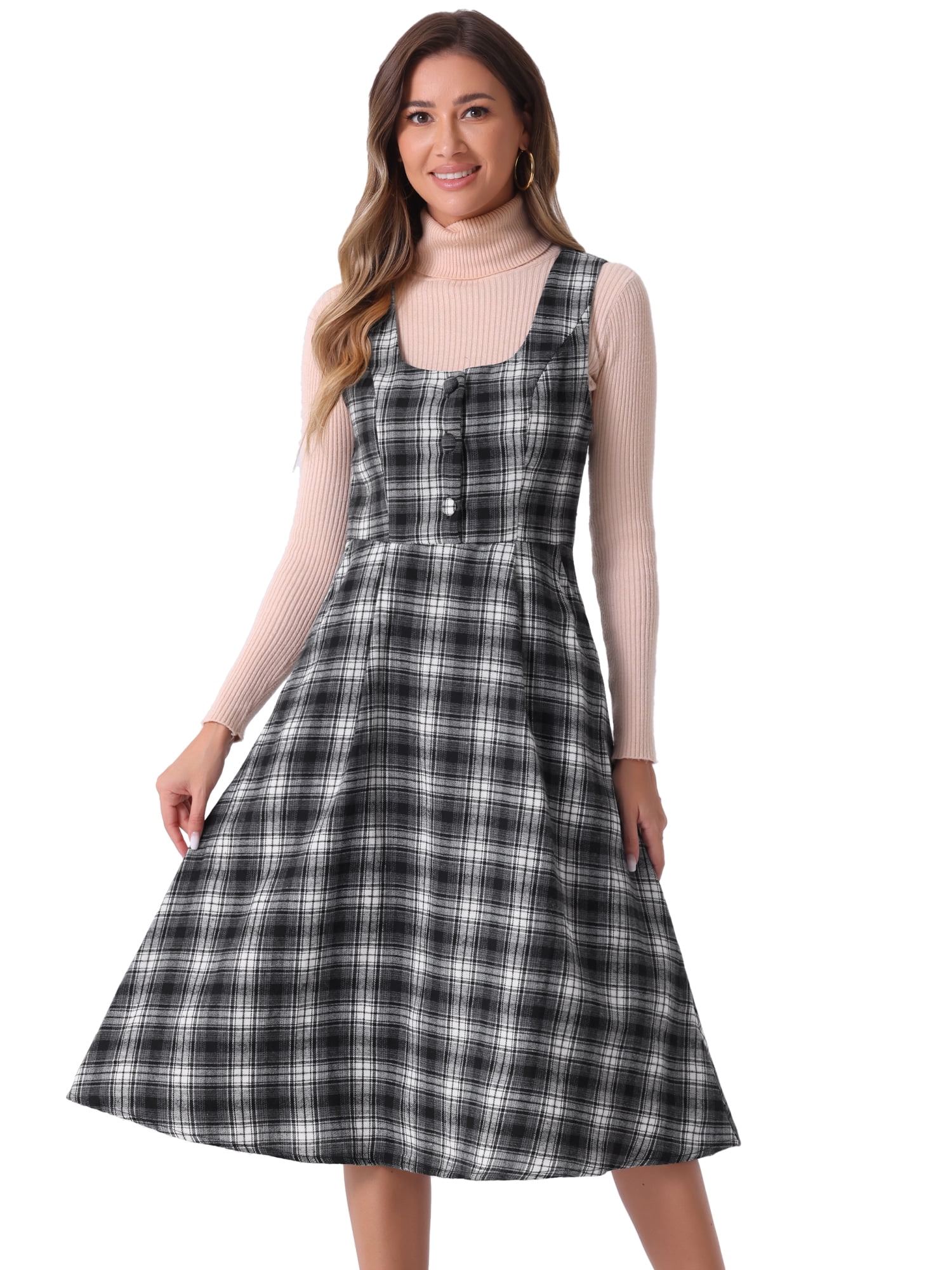 DARING DIVA Women's Vintage Sleeveless A Line Midi Pinafore Dress XS ...