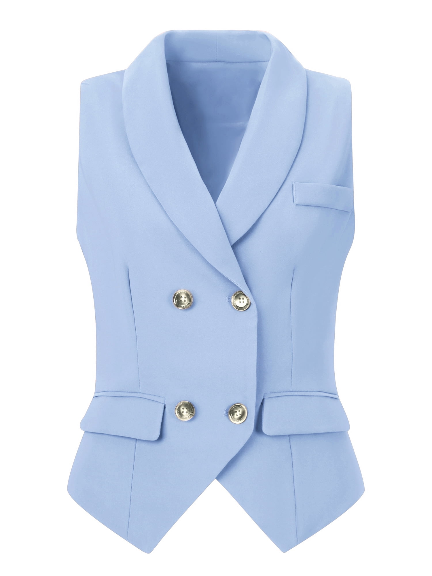 DARING DIVA Women's Waistcoat Double Breasted Shawl Lapel Suit Vest L ...