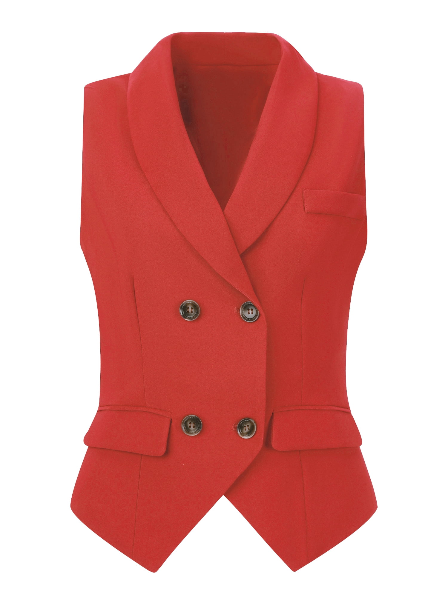 DARING DIVA Women's Waistcoat Double Breasted Shawl Lapel Suit Vest S ...