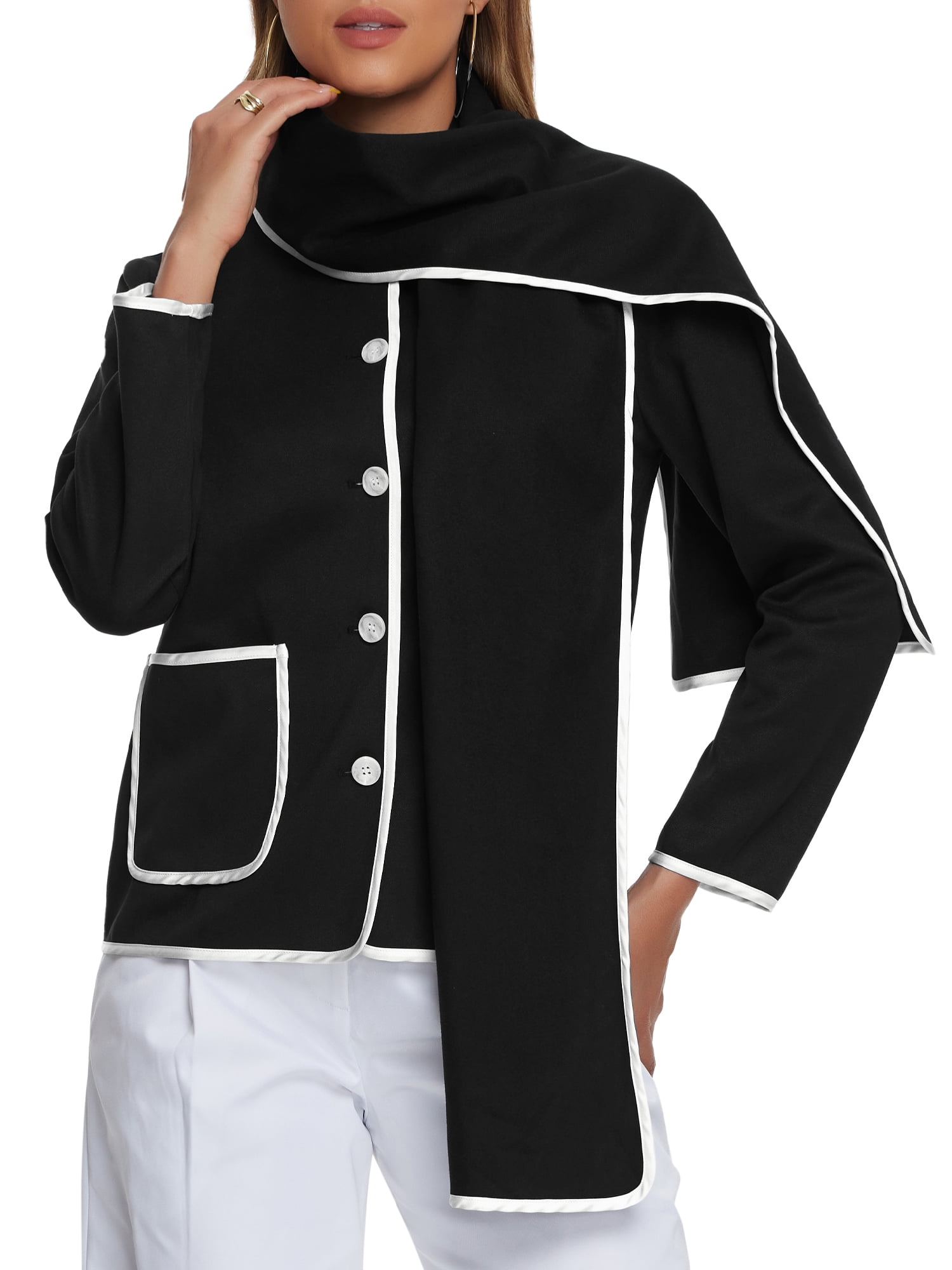 DARING DIVA Women's Winter Elegant Casual Coat with Scarf and Pockets ...
