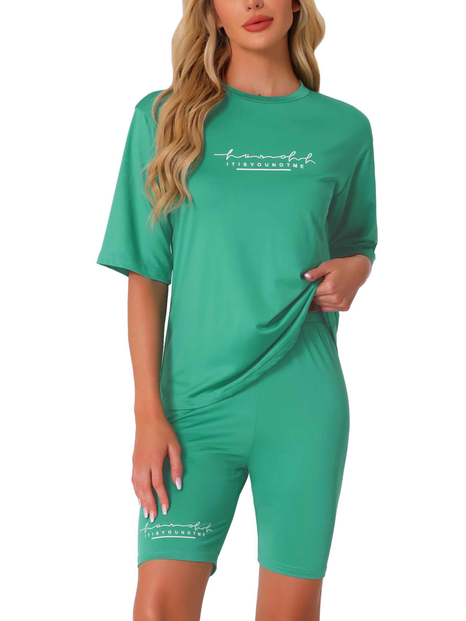 DARING DIVA Womens 2 Pieces Biker Shorts Set Outfits T-Shirt Lounge ...