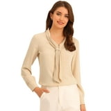 DARING DIVA Work Office Blouse Pleated Top Shirt S Beige - Walmart.com