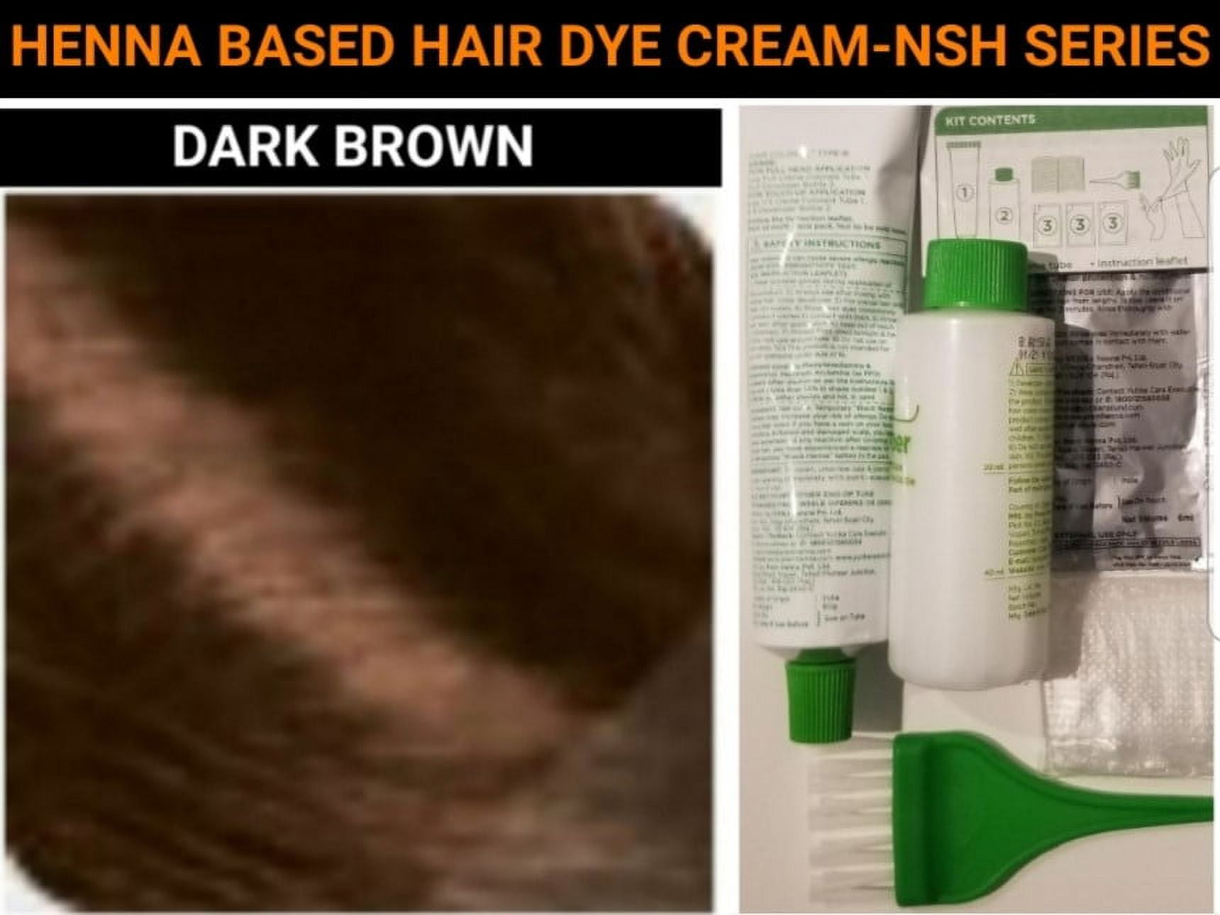 NSH Series Dark Brown Henna Hair Dye Cream Kit - Colors Gray Hair in ...