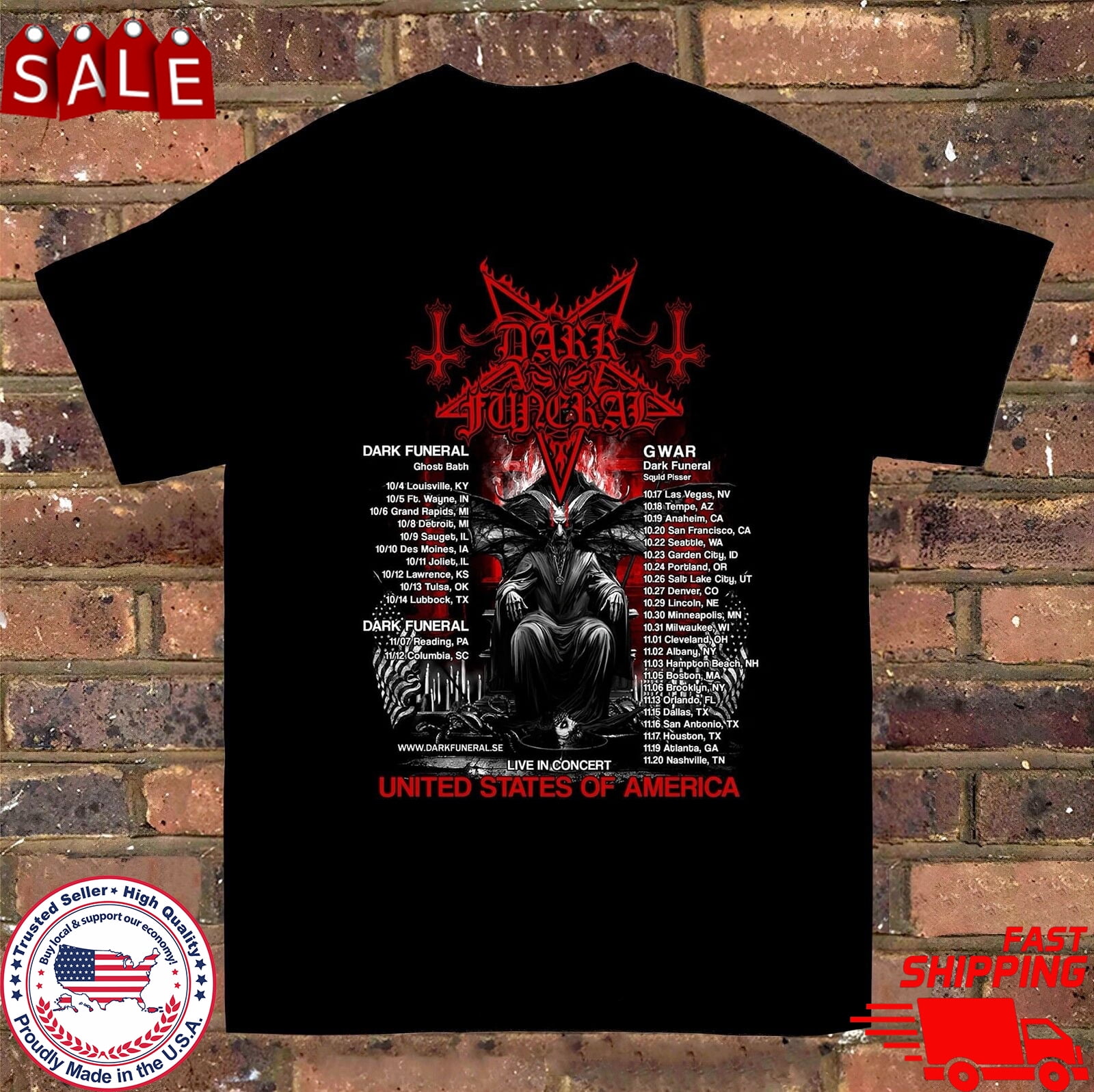 DARK FUNERAL Band GWAR Live In Concert T Shirt Full Size S-5XL ...