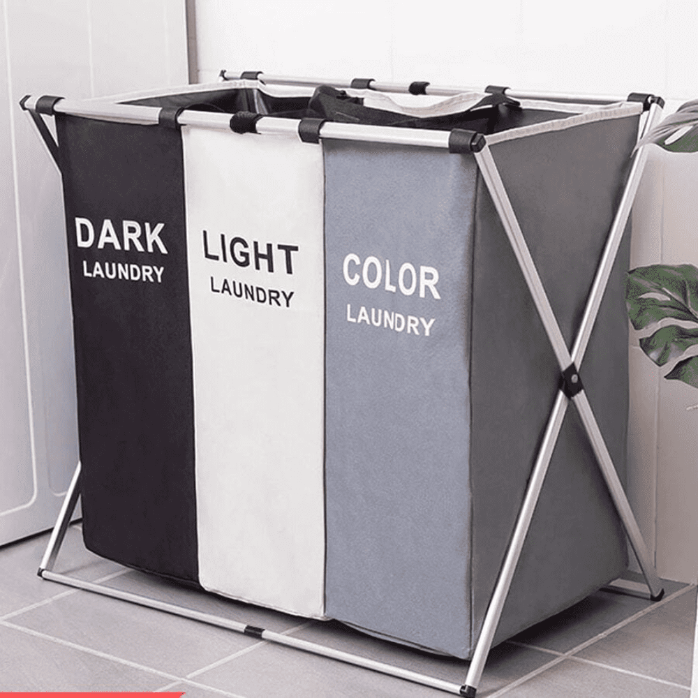 DARK LIGHT COLOR Dirty Clothes Storage Basket 3 Grids Laundry Basket ...